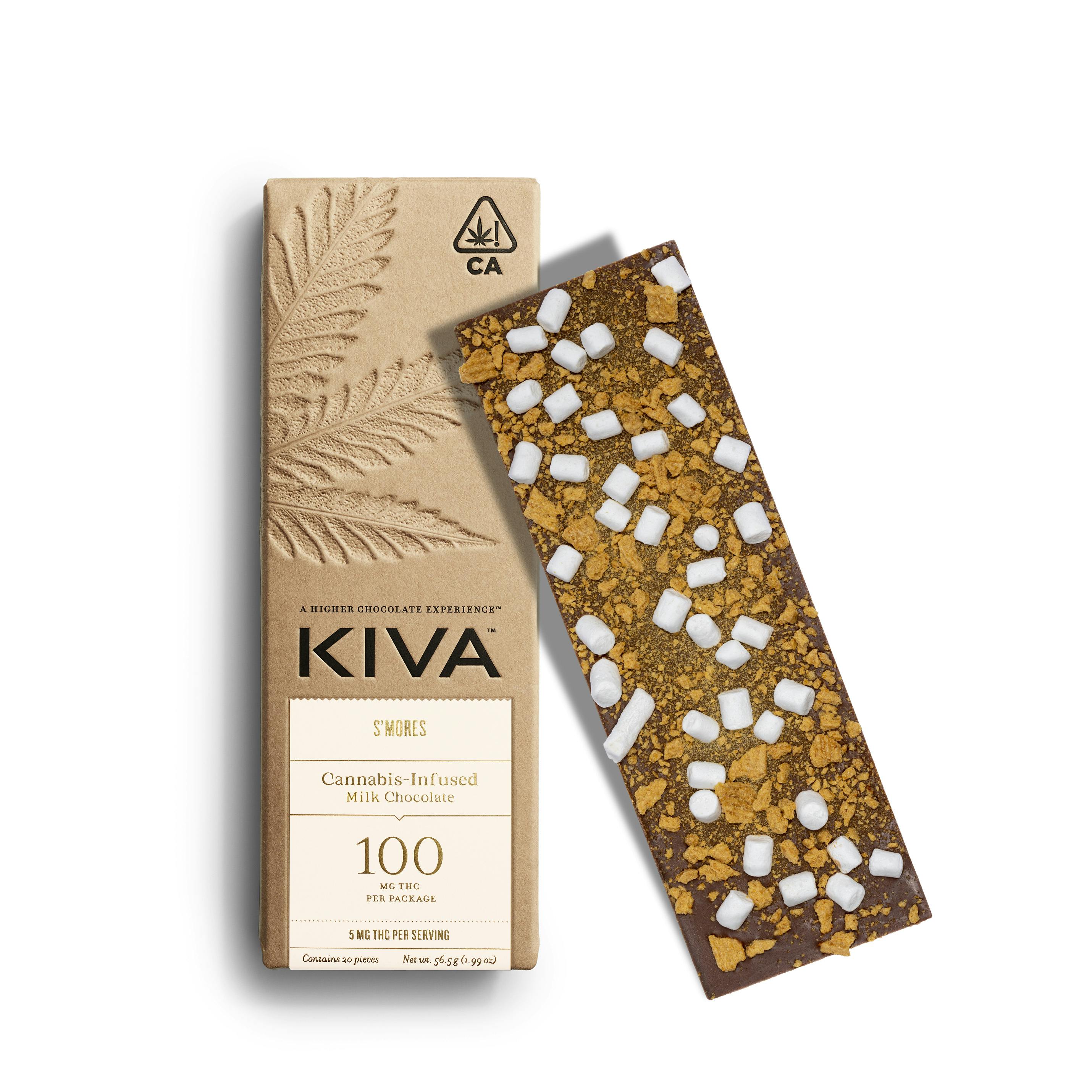 Kiva S'mores Chocolate Bar - 100MG - Kiva Confections