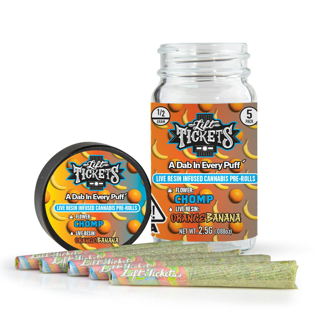 Chomp x Orange Banana - Infused Pre-Roll 5-Pack - Lift Tickets