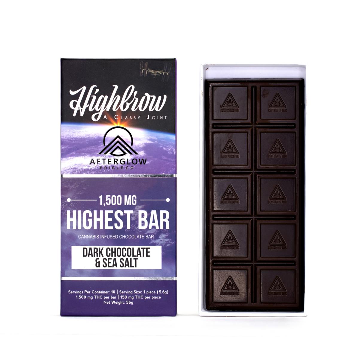 Highbrow/Afterglow Dark Chocolate Sea Salt Highest Bar 1500mg - Highbrow