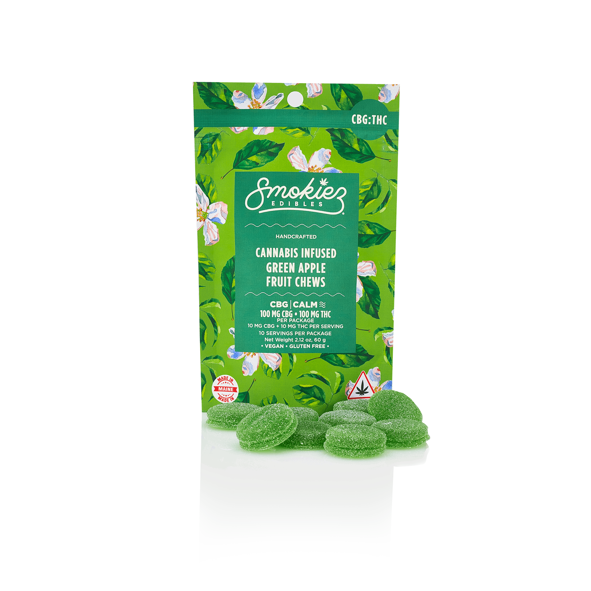 Smokiez Green Apple 100mg CBG : 100mg THC 1:1 Fruit Chews - ME ...