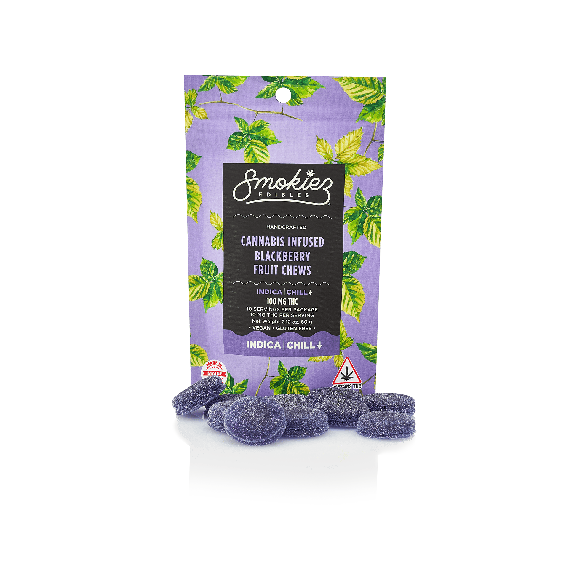 Smokiez INDICA Blackberry Fruit Chews - 100mg - ME - Smokiez Edibles