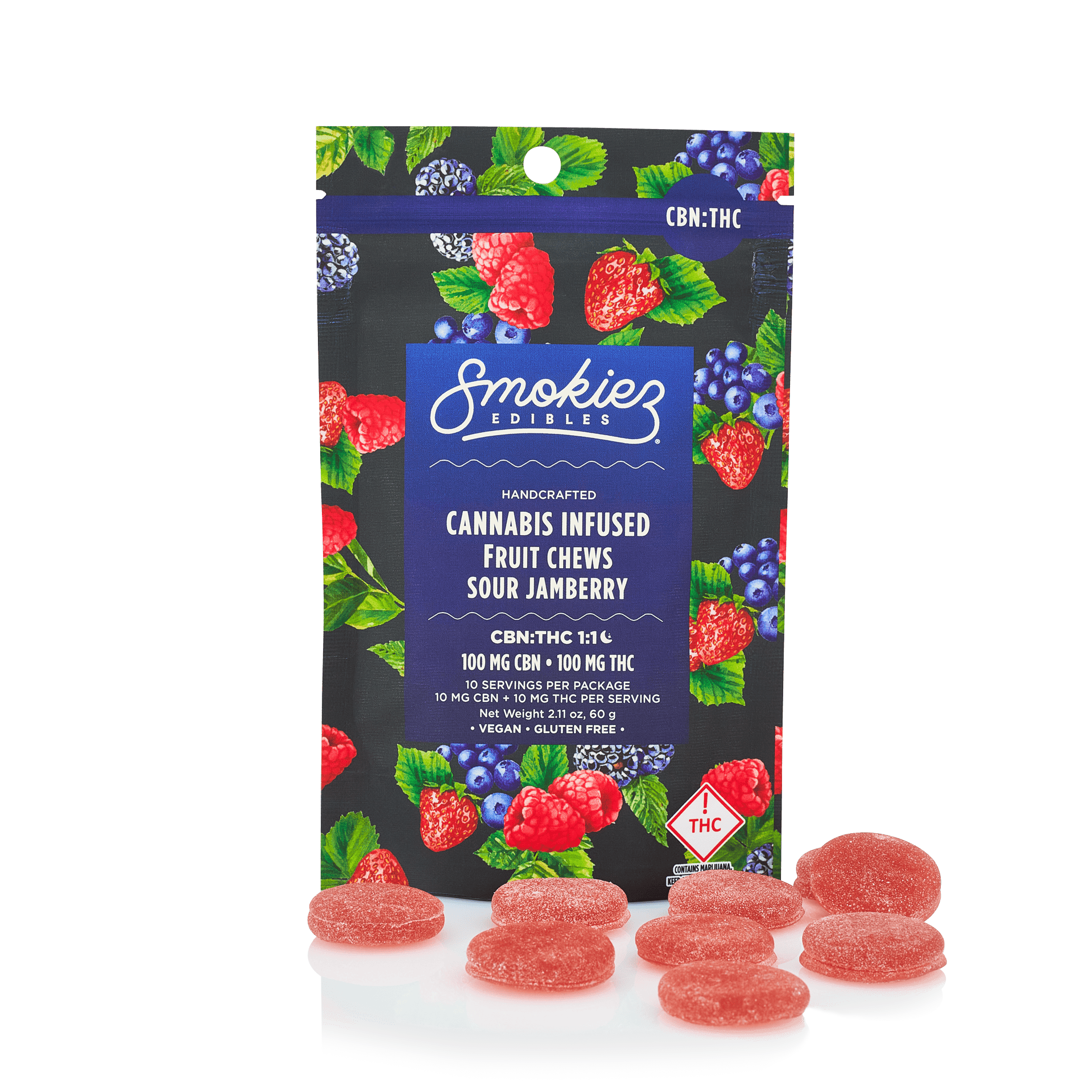 Smokiez Sour Jamberry 100mg CBN : 100mg THC 1:1 Fruit Chews - OH ...