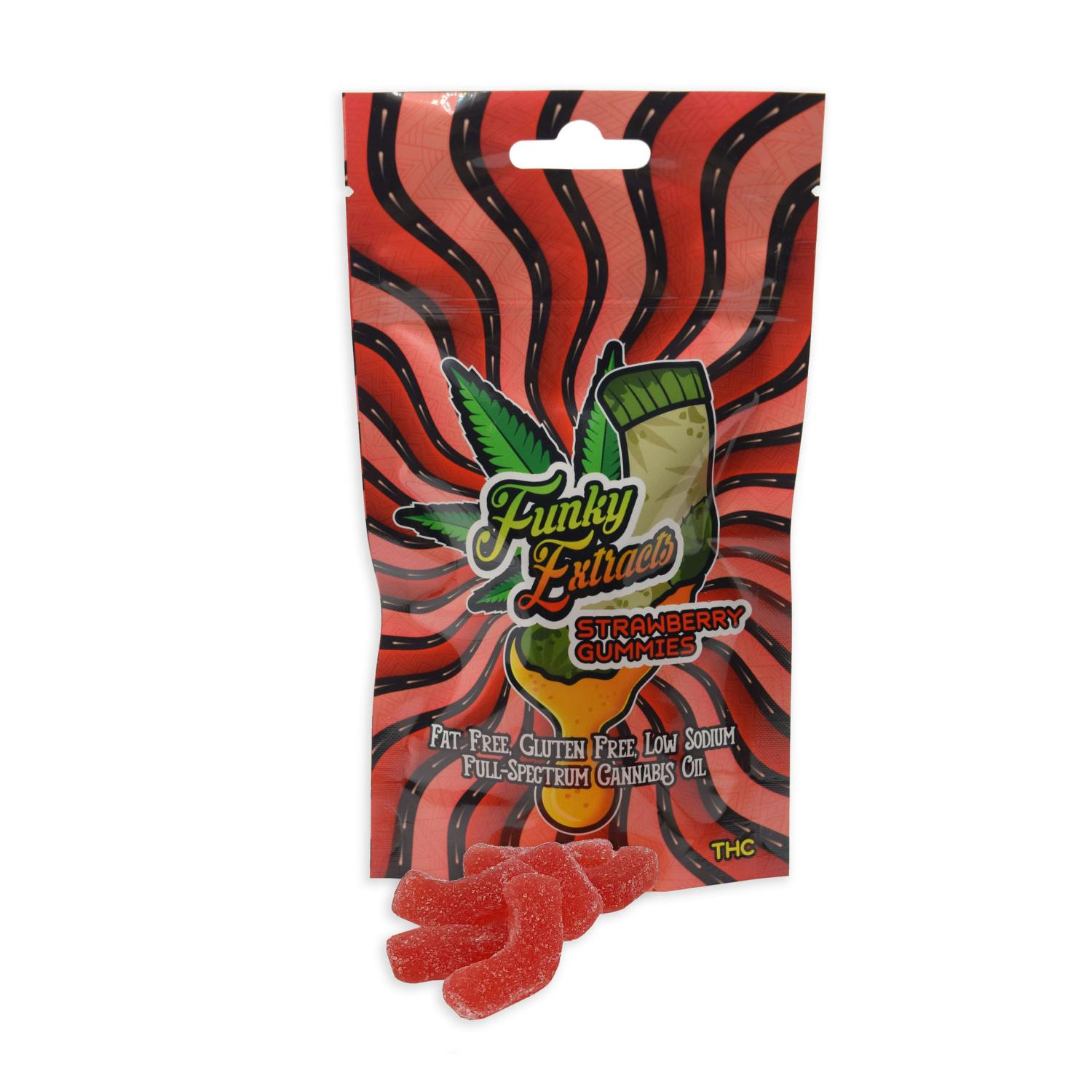 Funky Extracts Gummies - Strawberry 100mg (10pk) - Funky Extracts