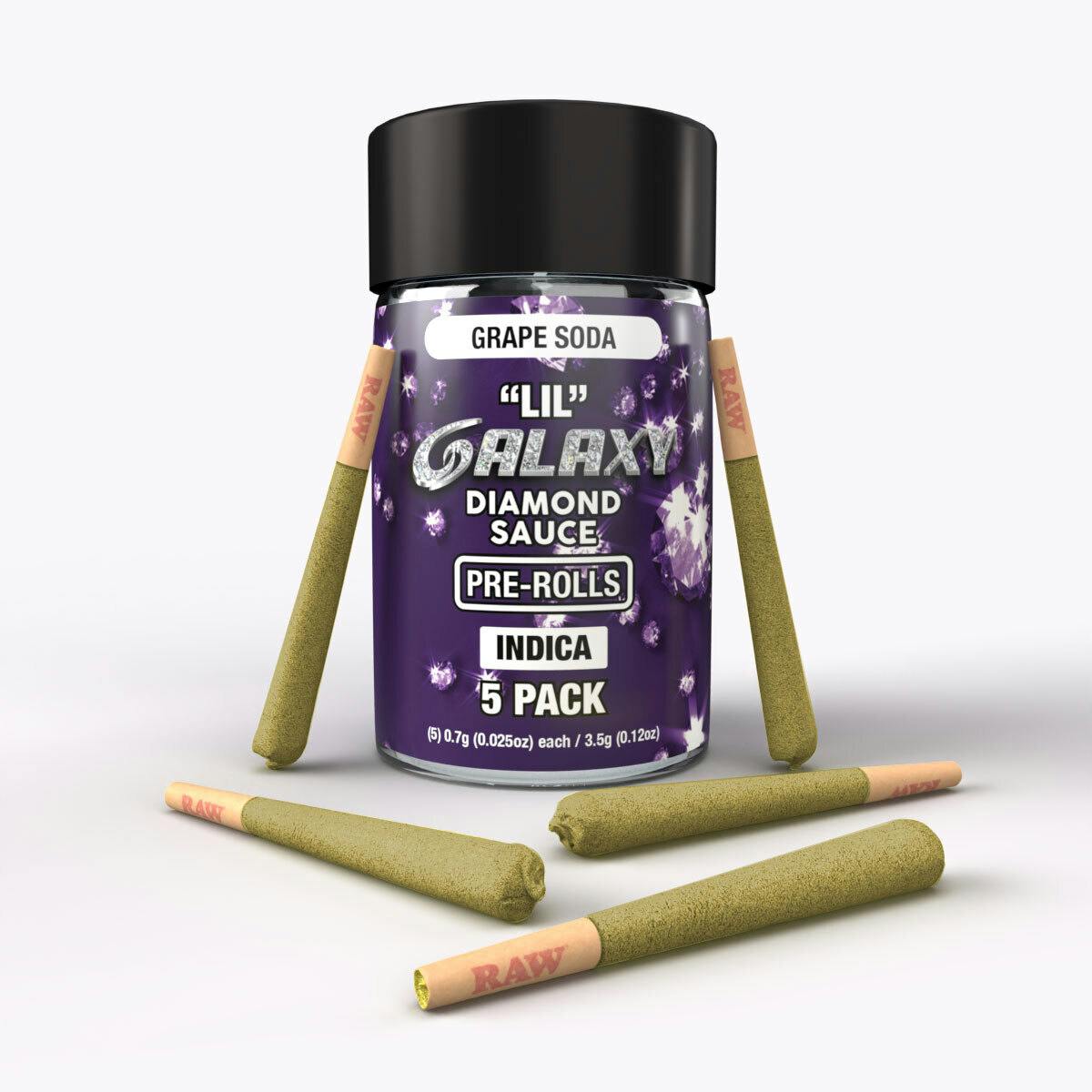 Grape Soda (Indica) Galaxy Mini 5-pack 3.5G Diamond Infused Prerolls - Galaxy
