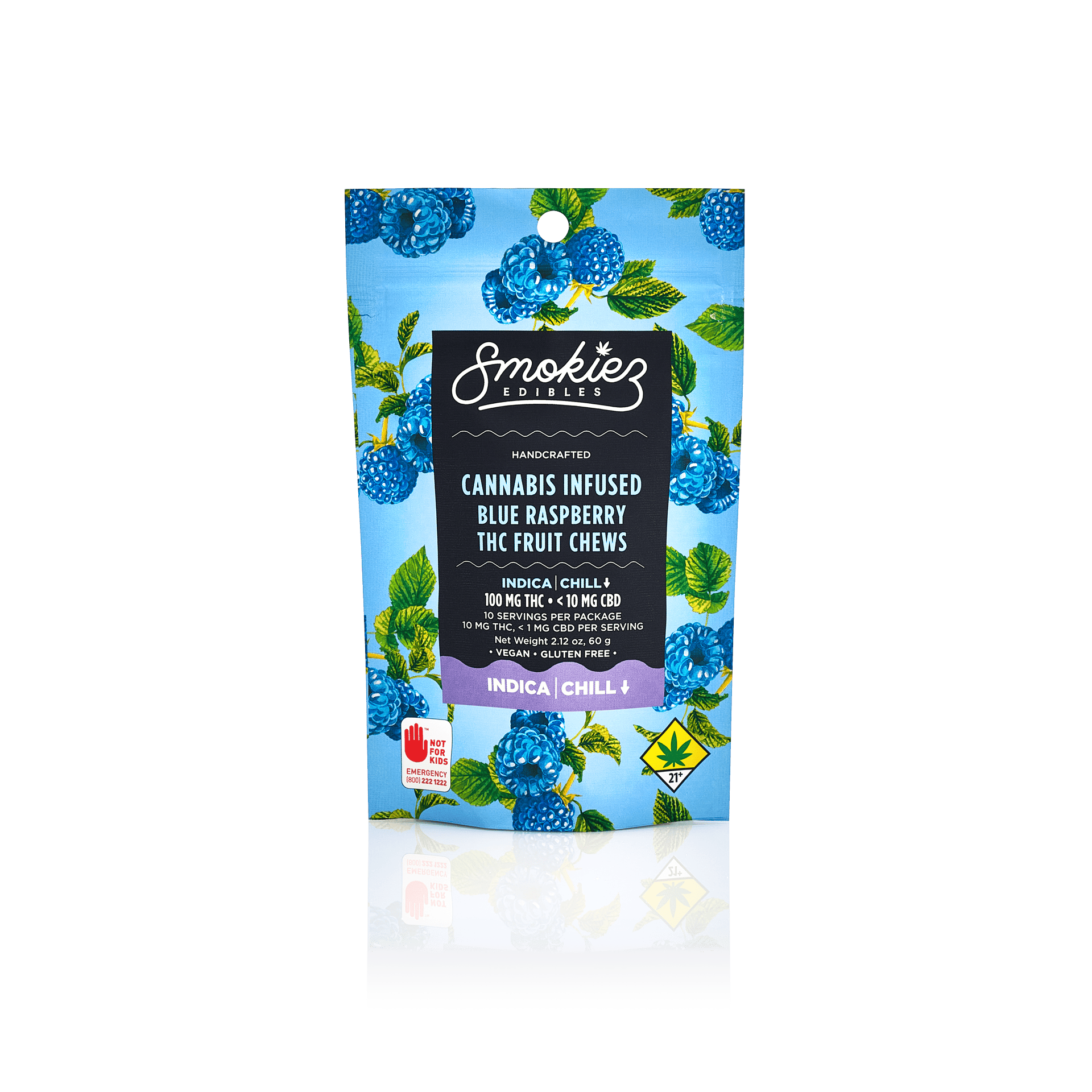 Smokiez INDICA Blue Raspberry Fruit Chews - 100mg 10pk - WA - Smokiez ...