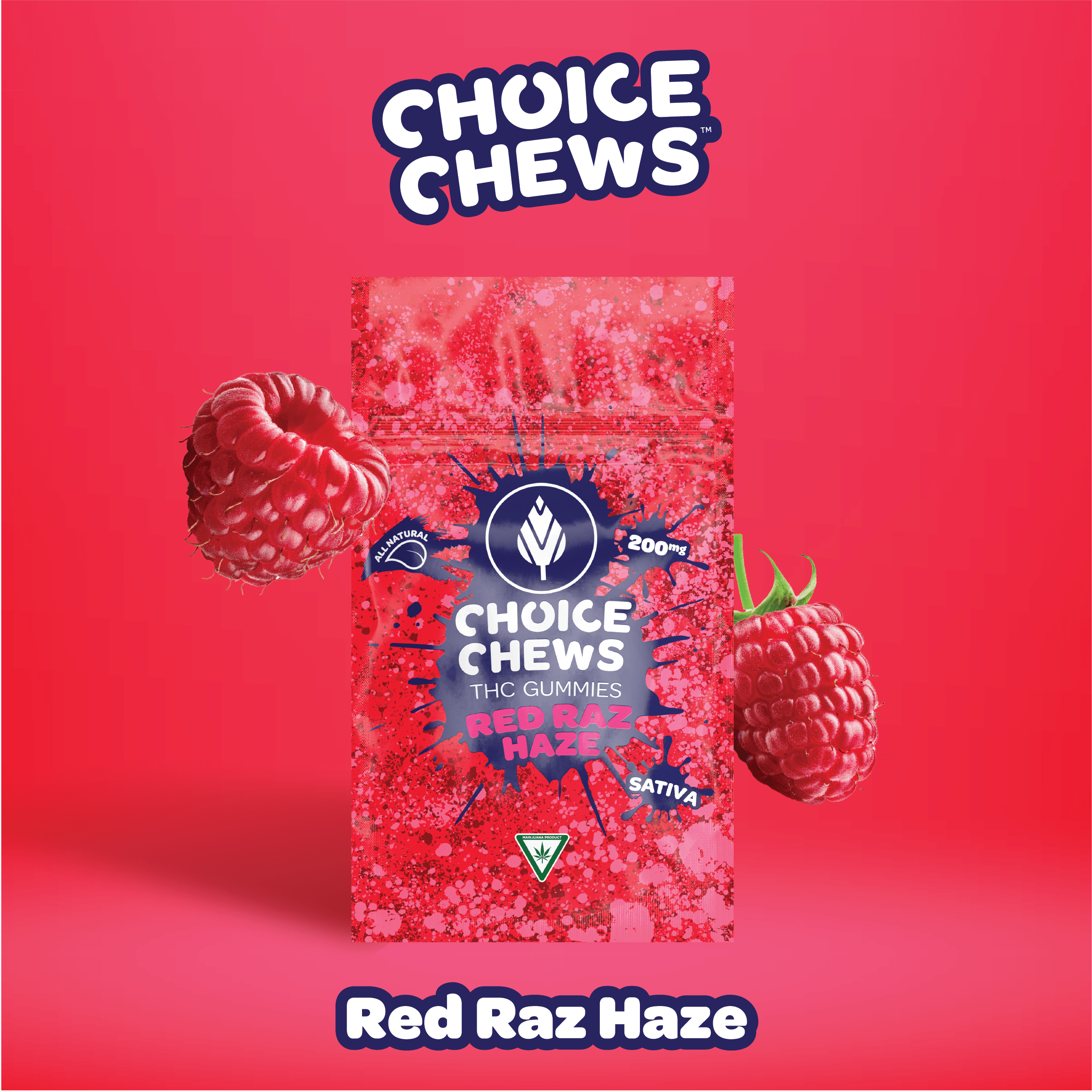 Choice Chews - Red Raz Haze (Sativa) - 200mg - Choice Chews