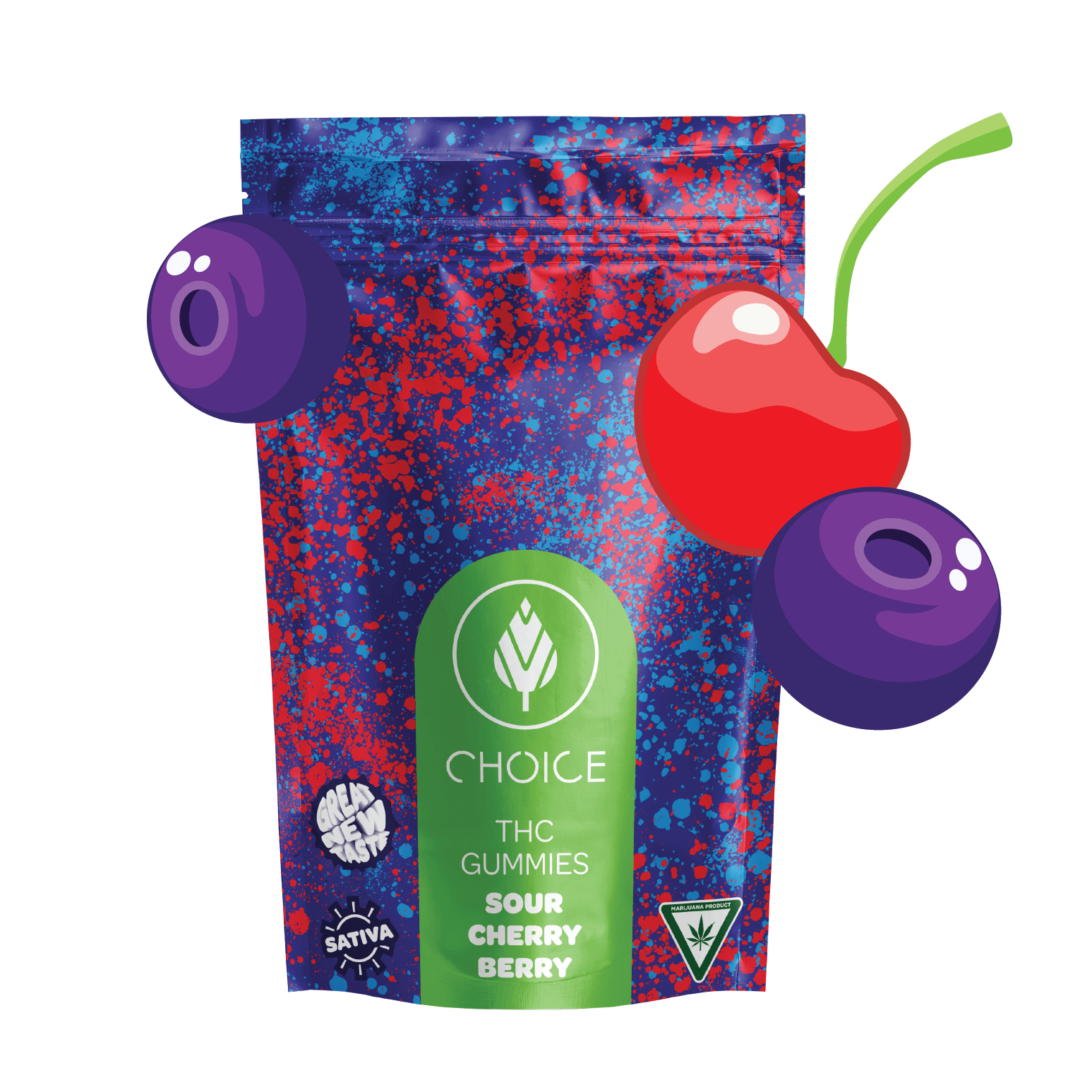 Choice Chews - Super Sour Cherry Berry Gummies (Sativa) - 100mg ...