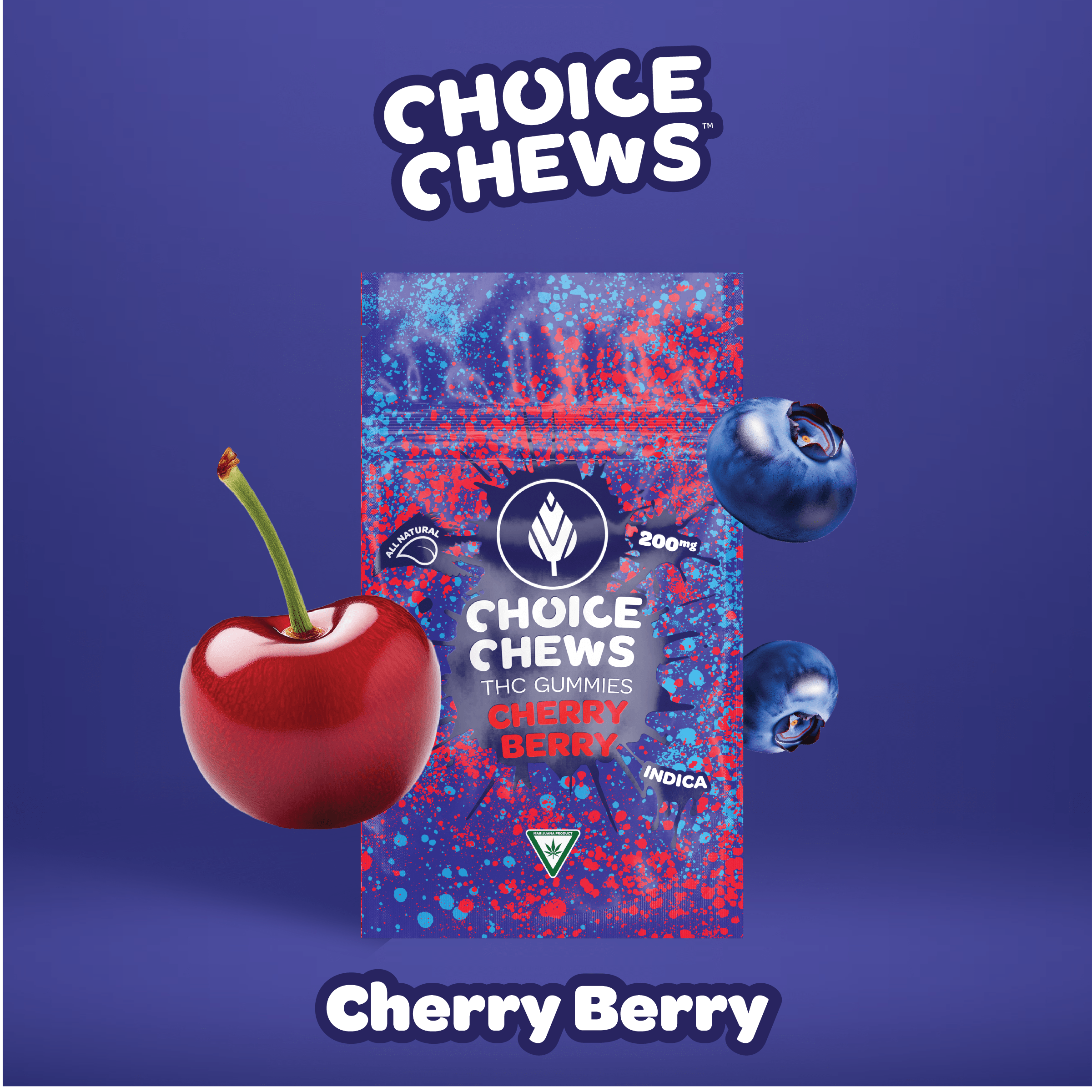 Choice Chews - Cherry Berry Gummies (Indica) - 200mg - Choice Chews