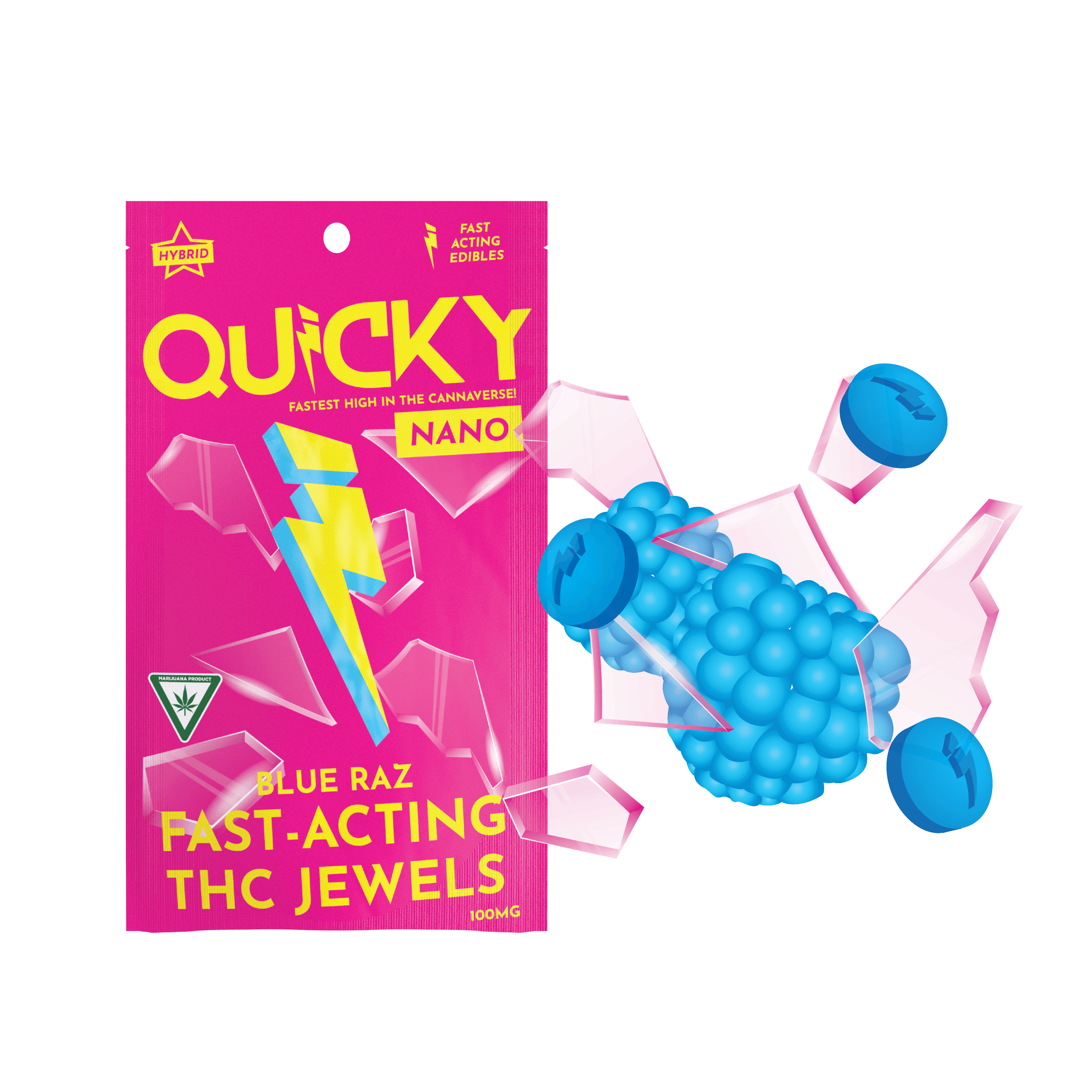 Quicky Hard Candy - Blue Raz (Hybrid) - 100mg - Quicky Edibles