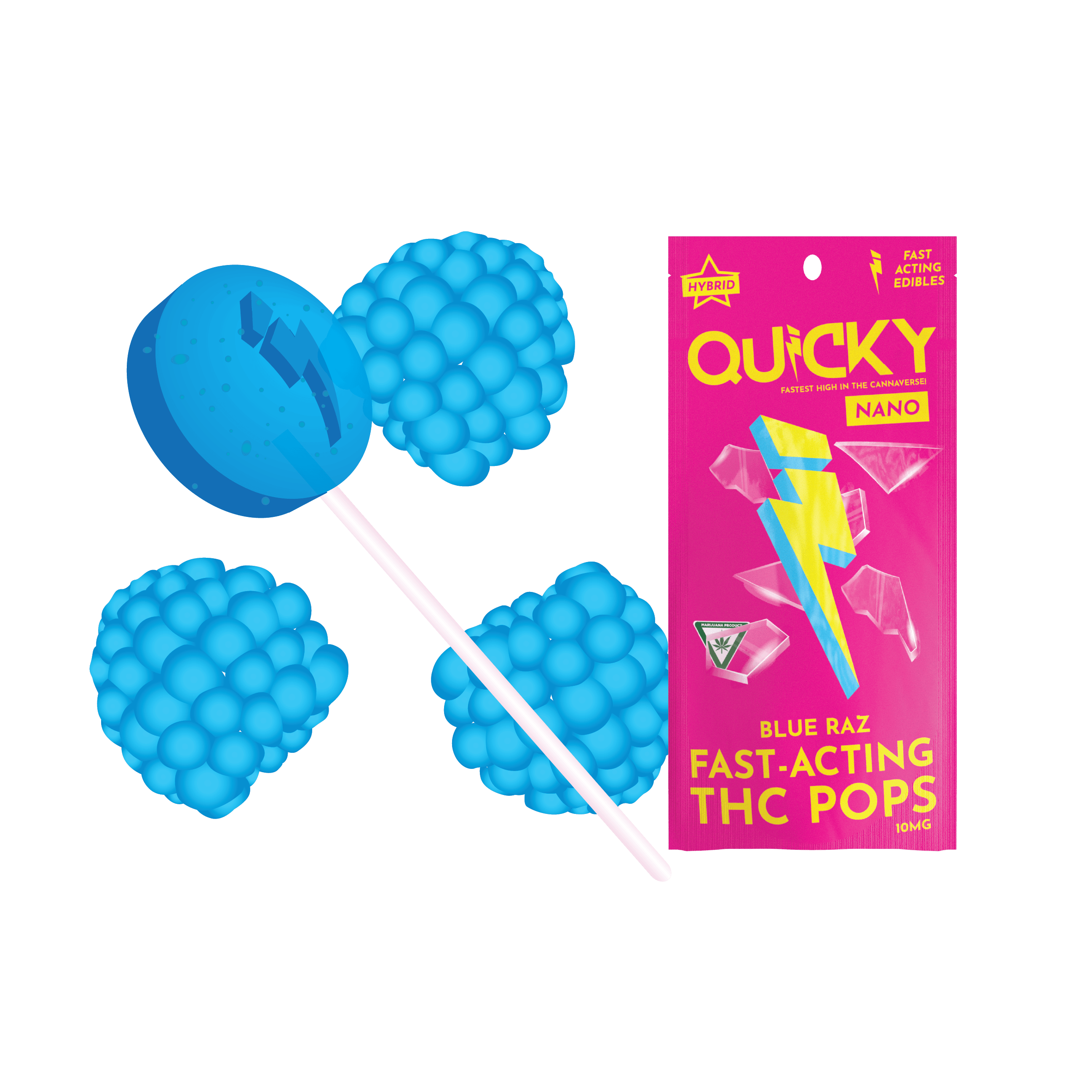 Quicky Sucker - Blue Raz (Hybrid) - 10mg - Quicky Edibles