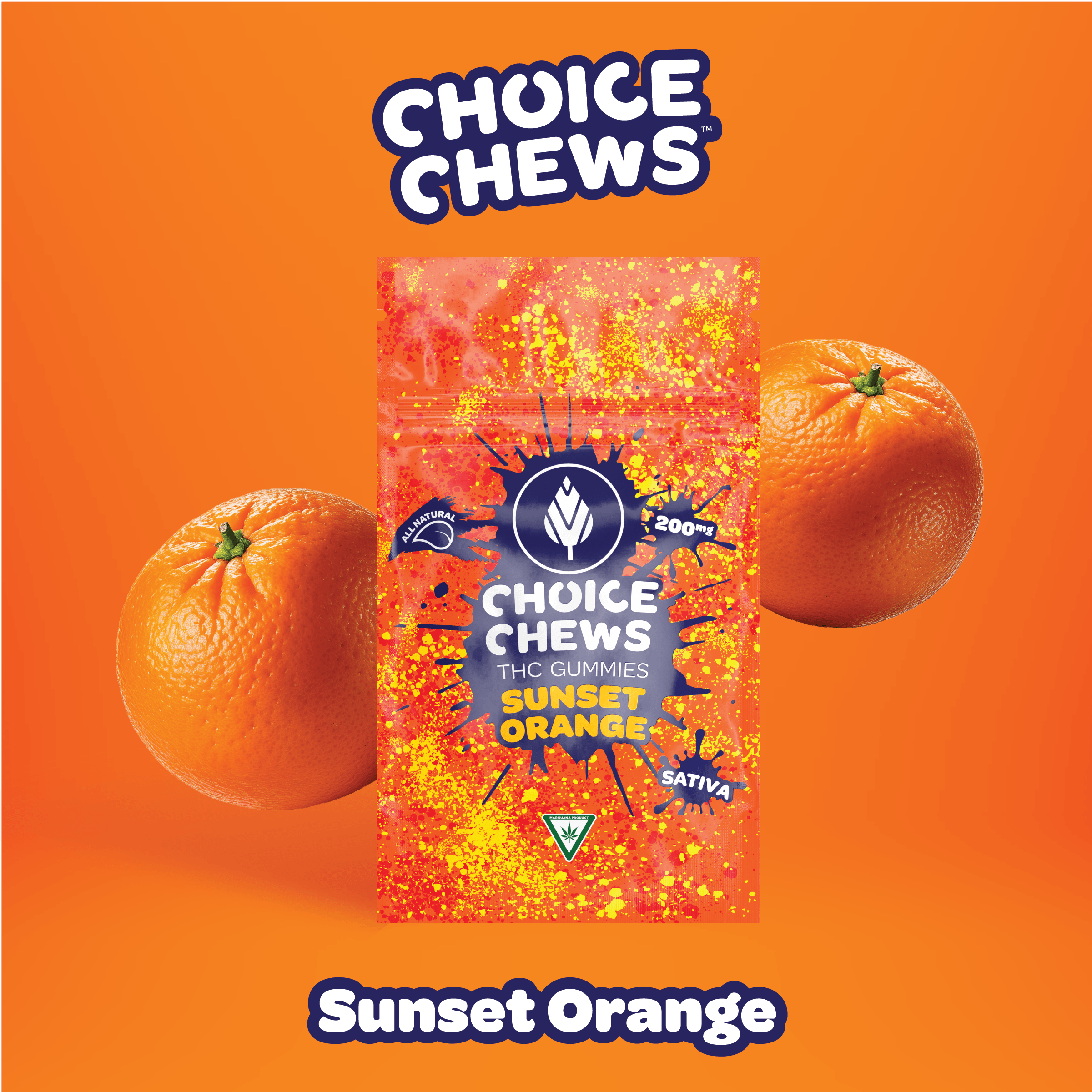 Choice Chews - Sunset Orange Gummies (Sativa) - 200mg - Choice Chews