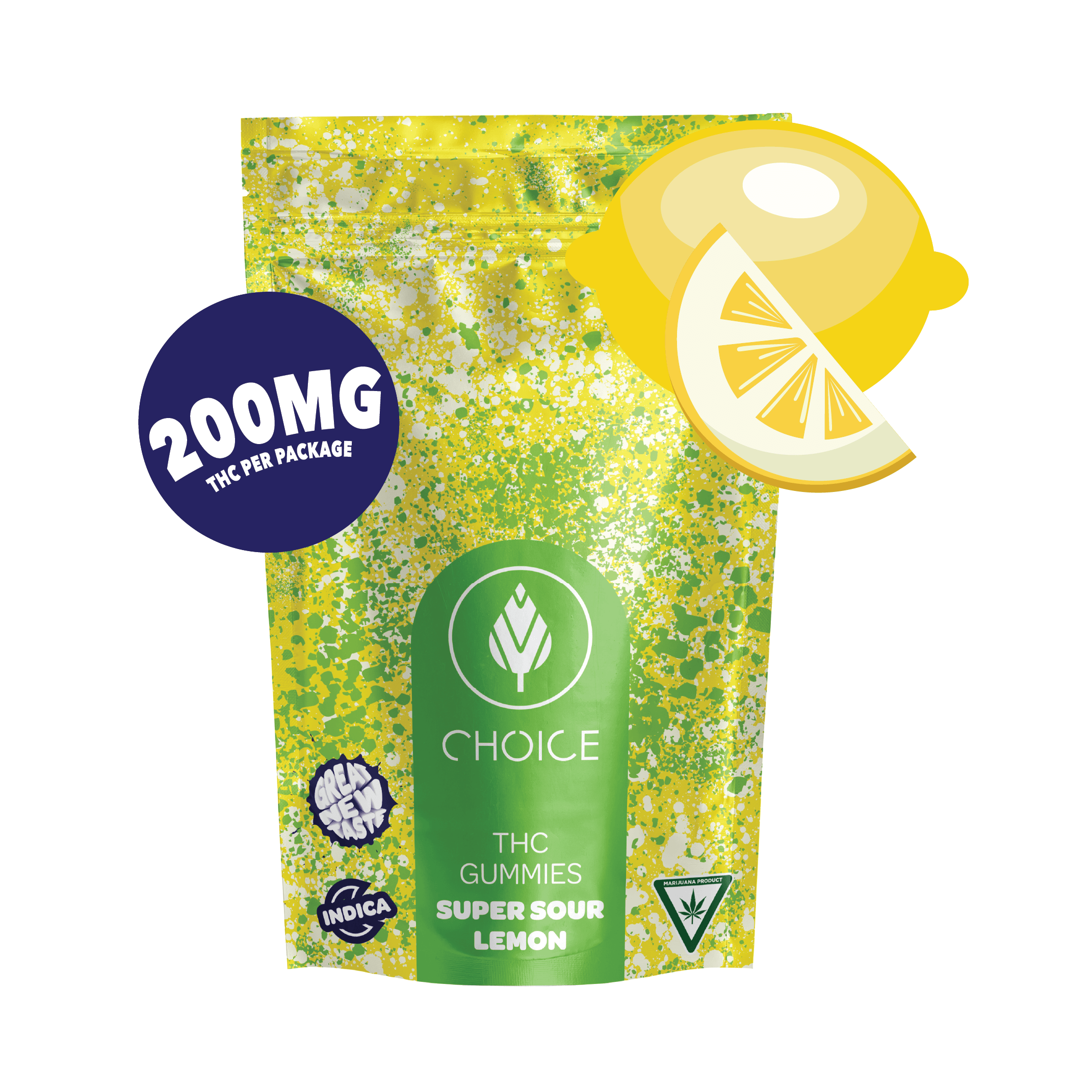 Choice Chews - Super Sour Lemon Gummies (Indica) - 200mg - Choice Chews