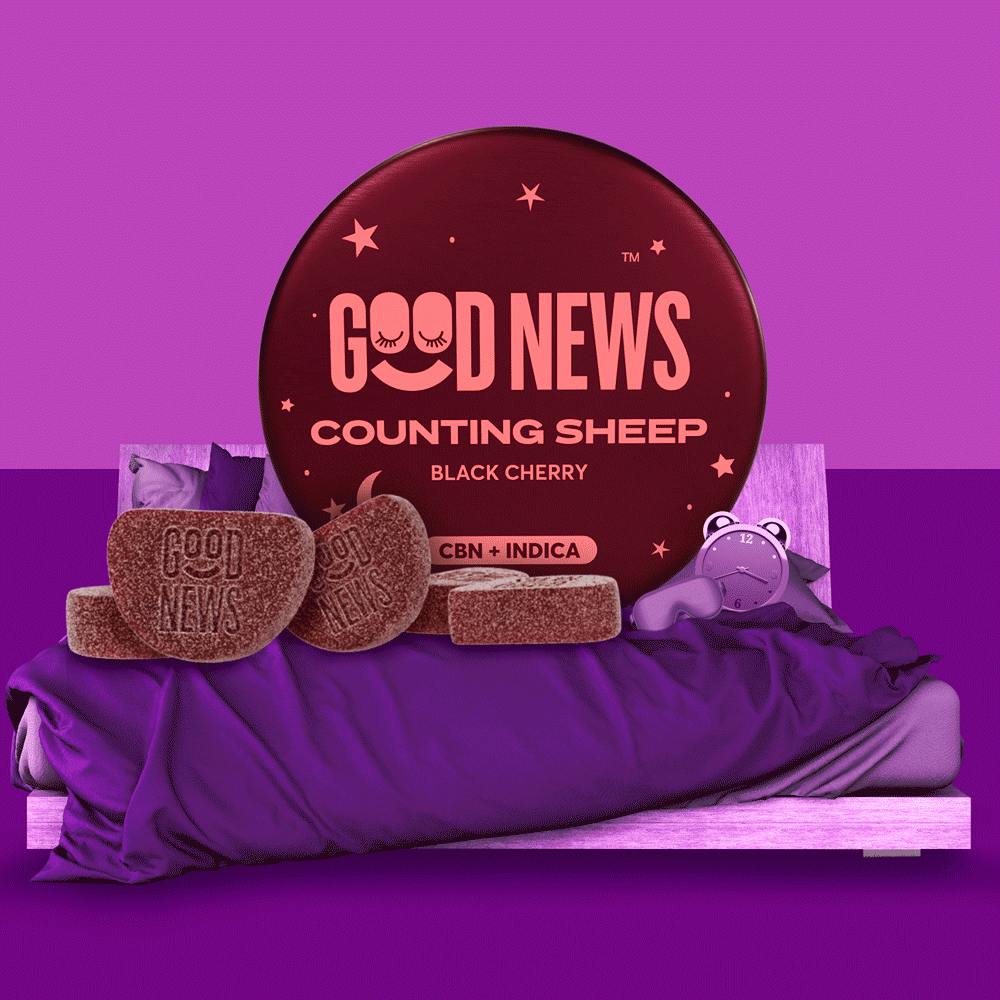 Good News Counting Sheep Black Cherry Gummies with CBN - Good News