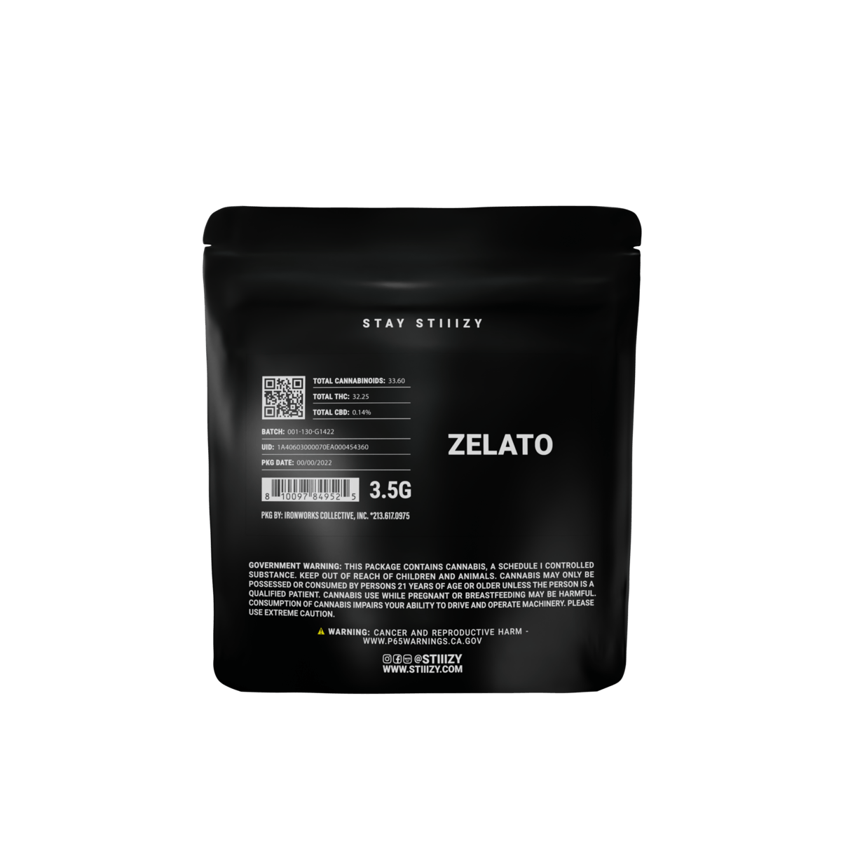 - ZELATO - 3.5G Black Label Mylar - STIIIZY