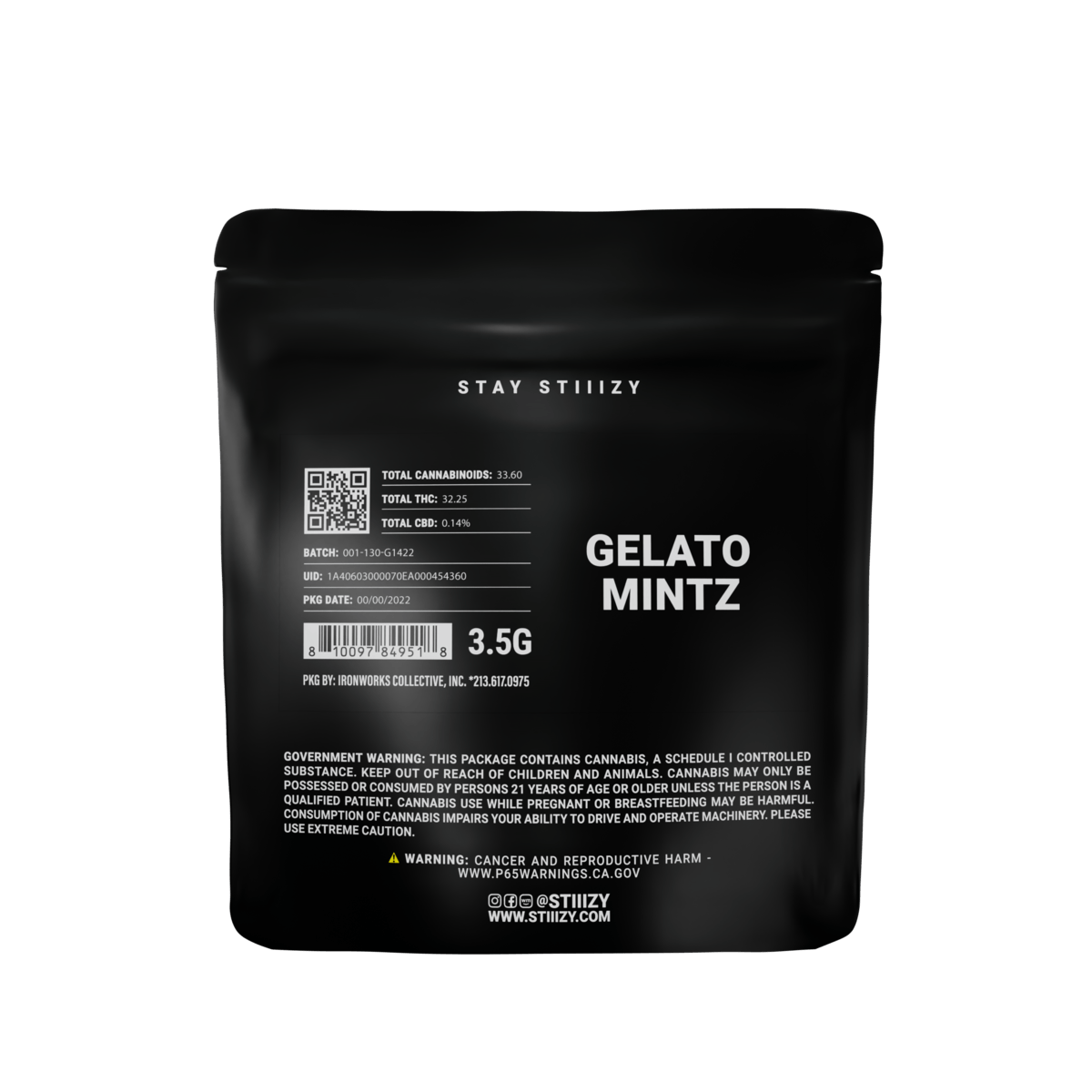 - GELATO MINTZ - 3.5G Black Label Mylar - STIIIZY