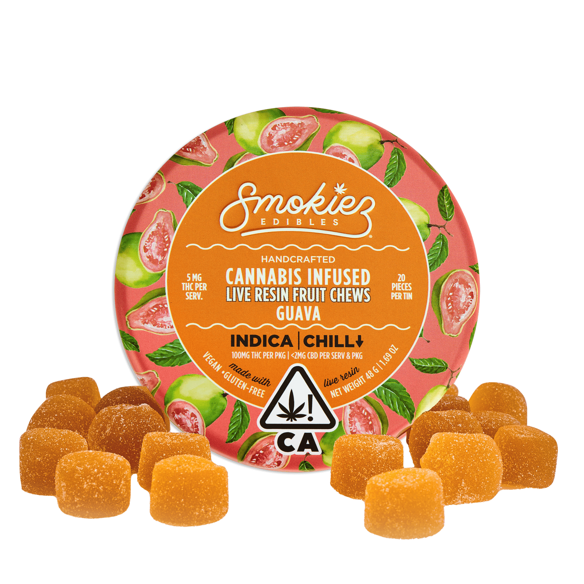 Guava Indica 100mg THC Live Resin Fruit Chews - CA - Smokiez Edibles
