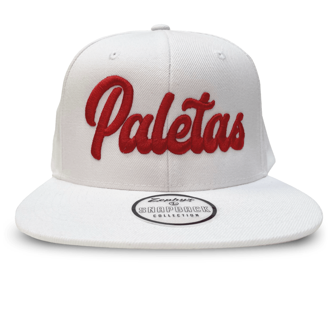 Paletas: White- Snapback Hat ( Red Wordmark/Red & Gold Popsicle Logo ...