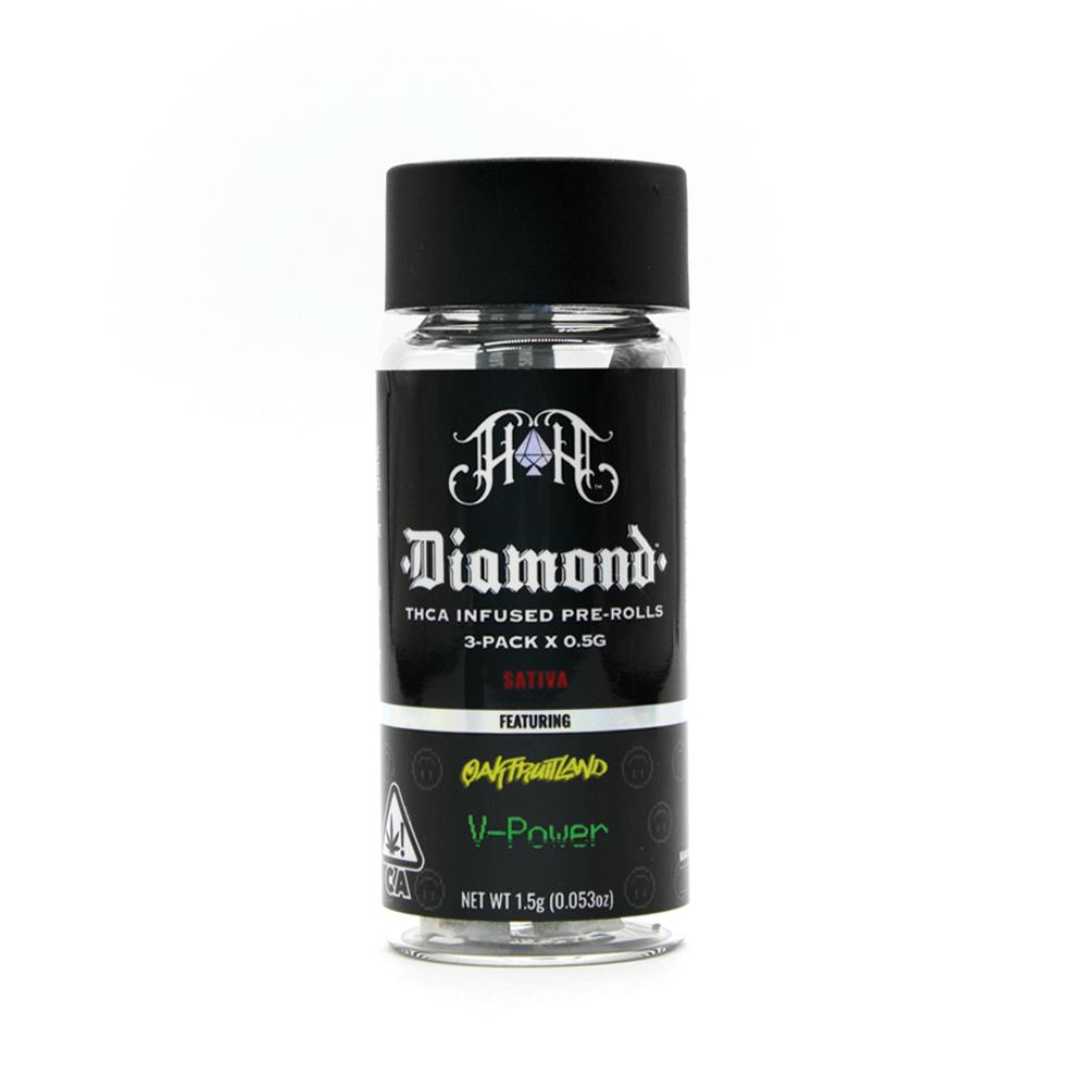 3-Pack Diamond Infused Pre-Roll: OakFruitland: V-Power - Heavy Hitters