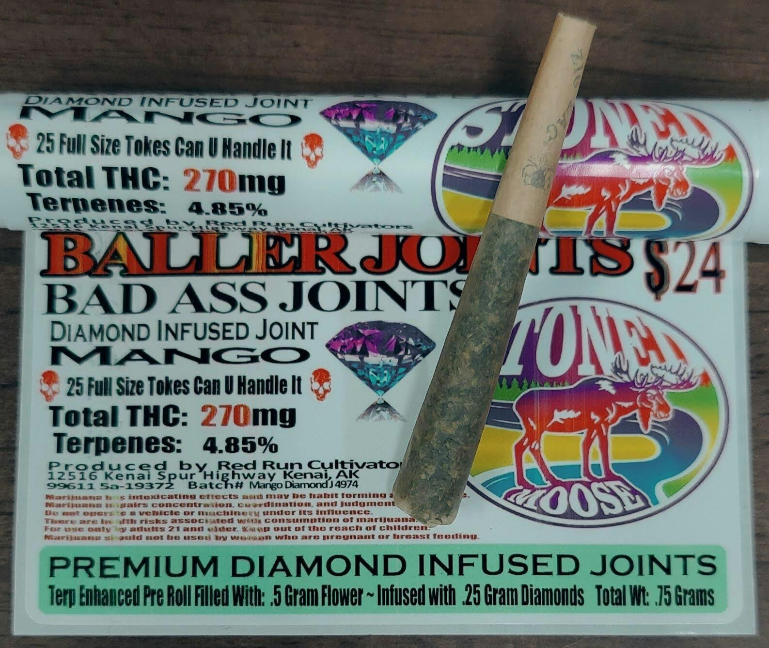 Diamond Infused Baller Joint - Mango - .75g - Red Run Cannabis Cultivators