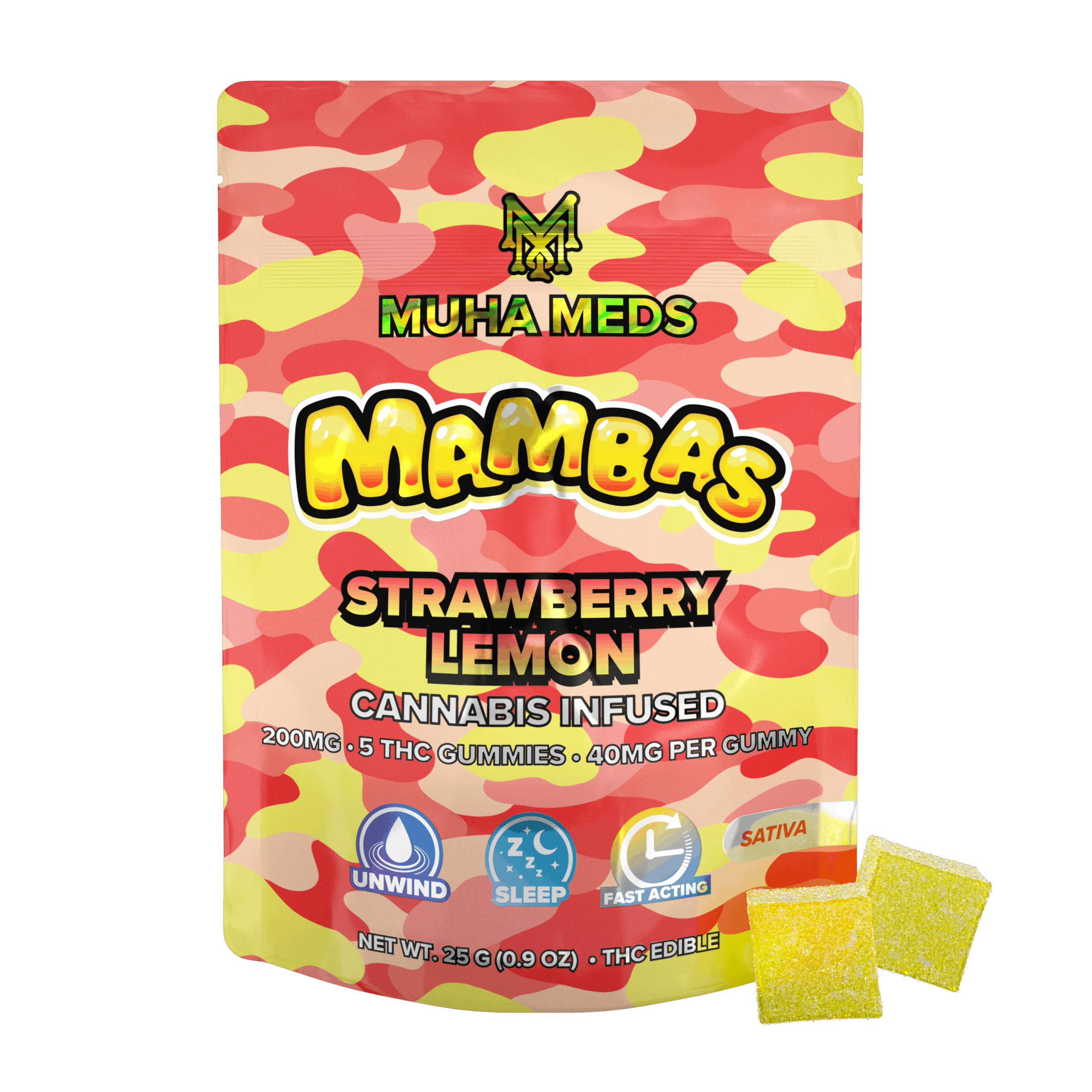 Strawberry Lemon Mamba Gummies 200MG - Muha Meds