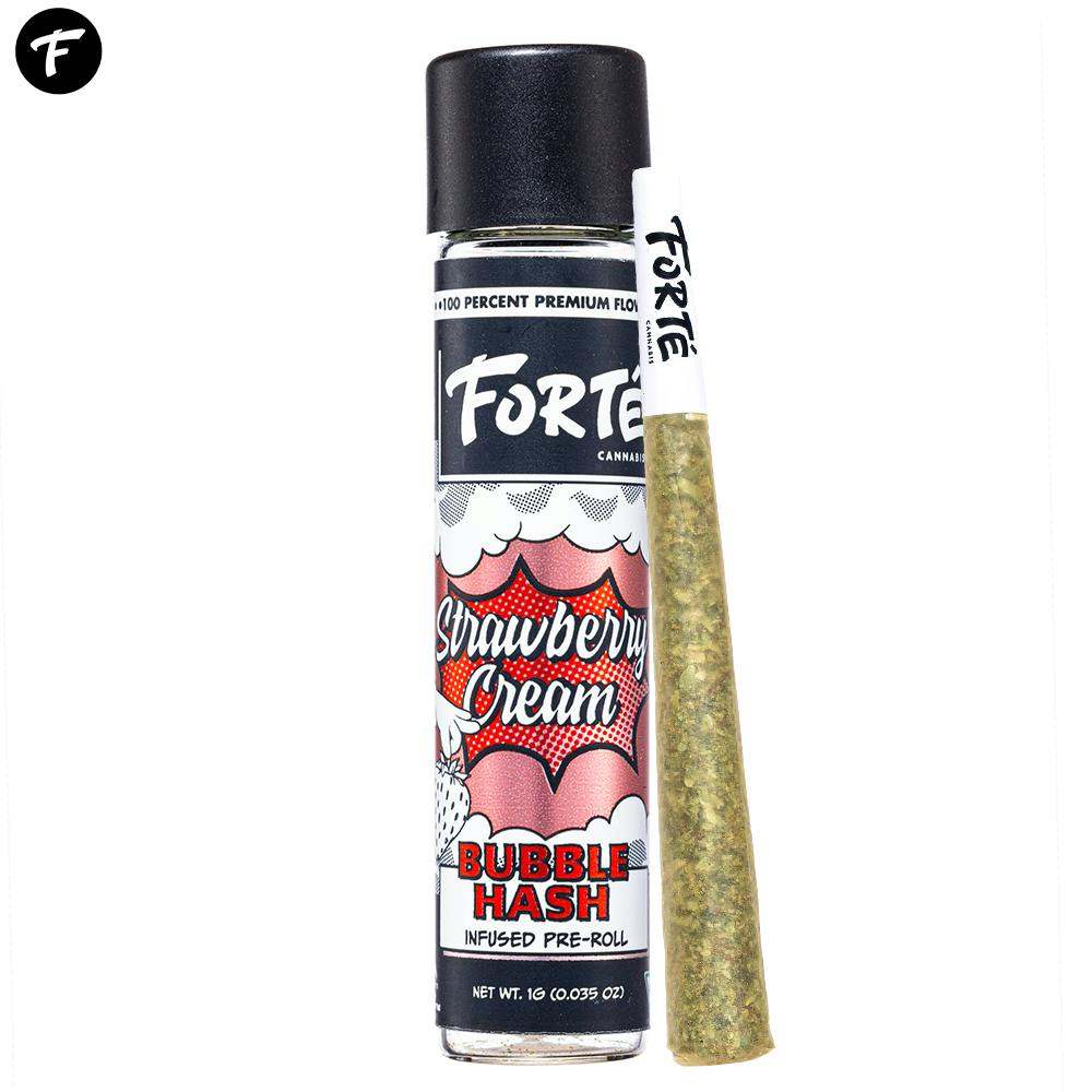 1G Strawberry Cream Bubble Hash Infused Pre-Roll - Forte Cannabis