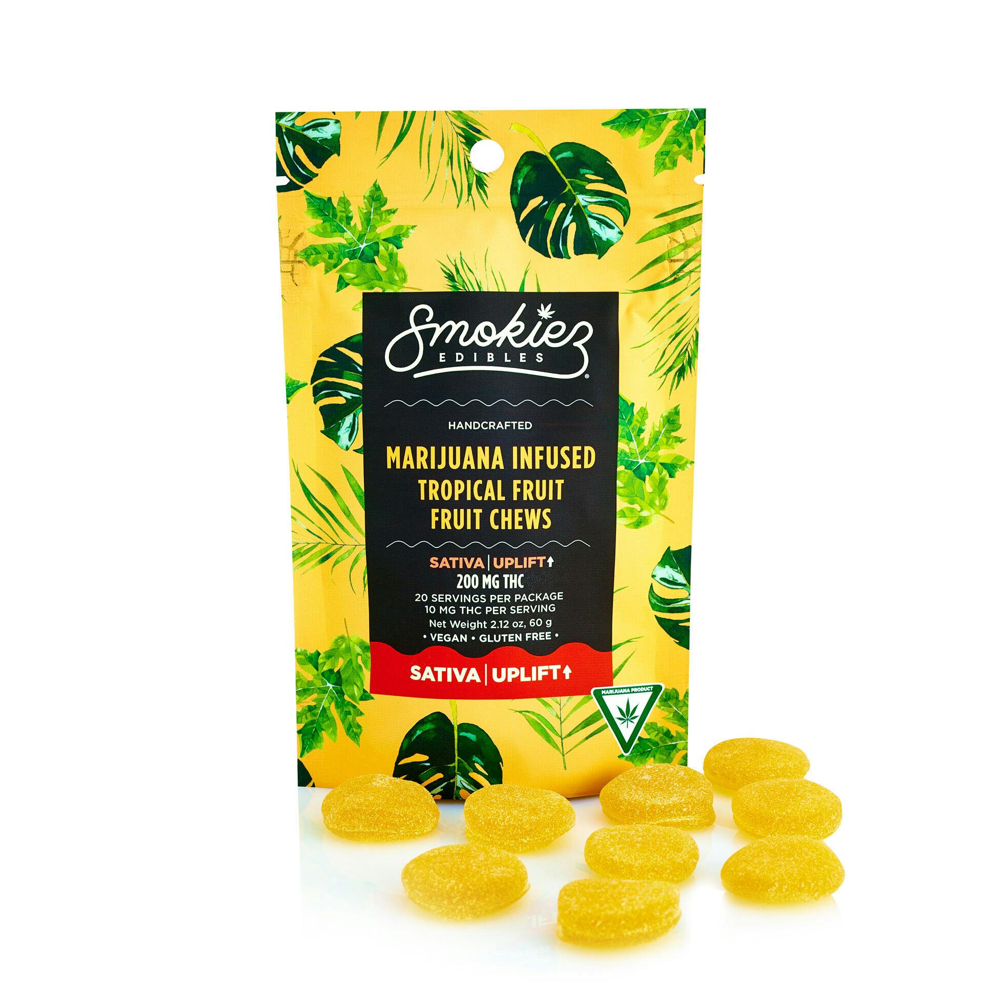 Tropical Fruit | Sativa Uplift | 200mg THC Fruit Chews - MI - Smokiez ...