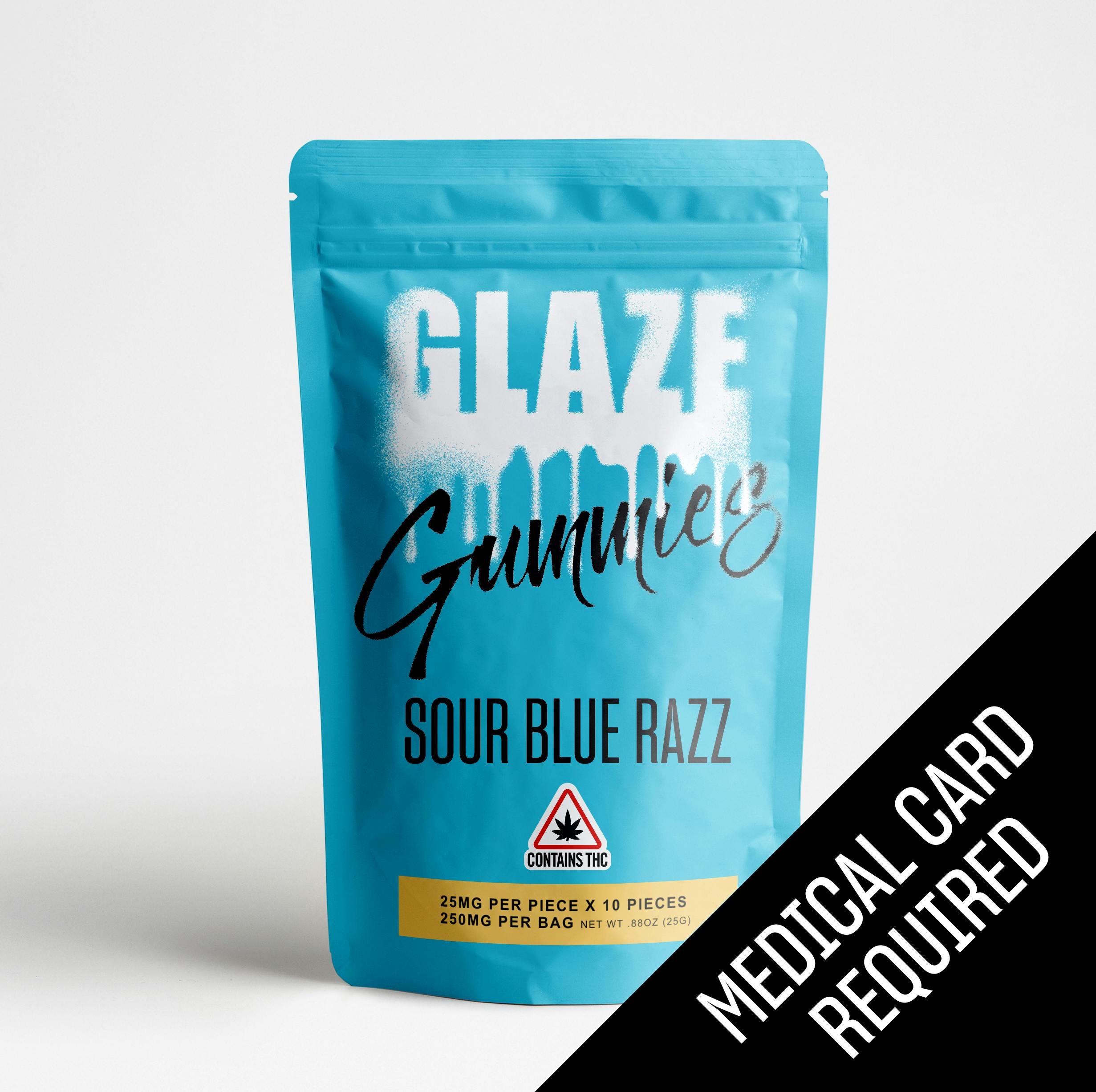 Glaze | Sour Blue Razz Gummies | 250mg (MED) - Glaze
