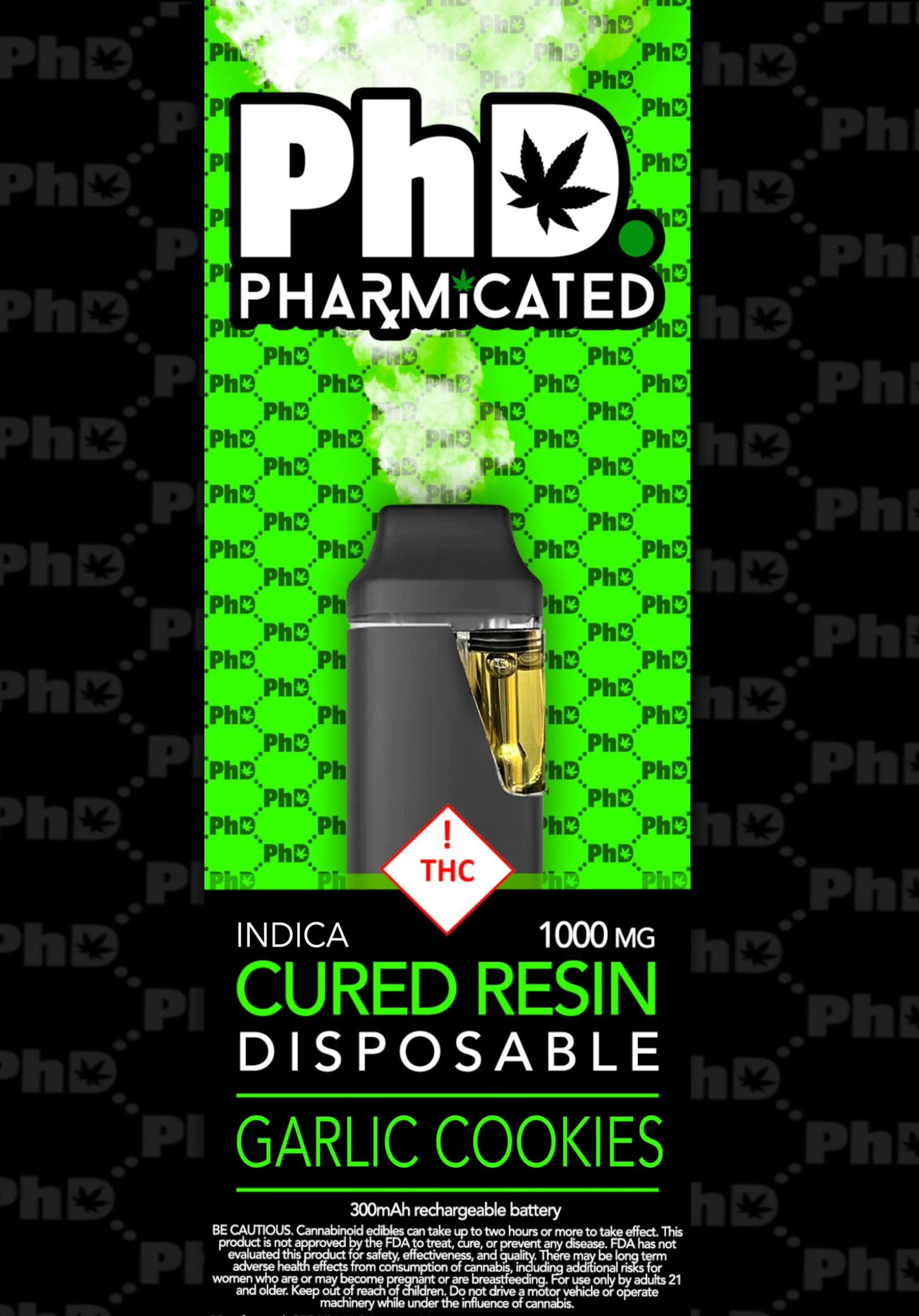 PhD Disposable Cured Resin Vape Cart - Garlic Cookies (I) - Pharmicated