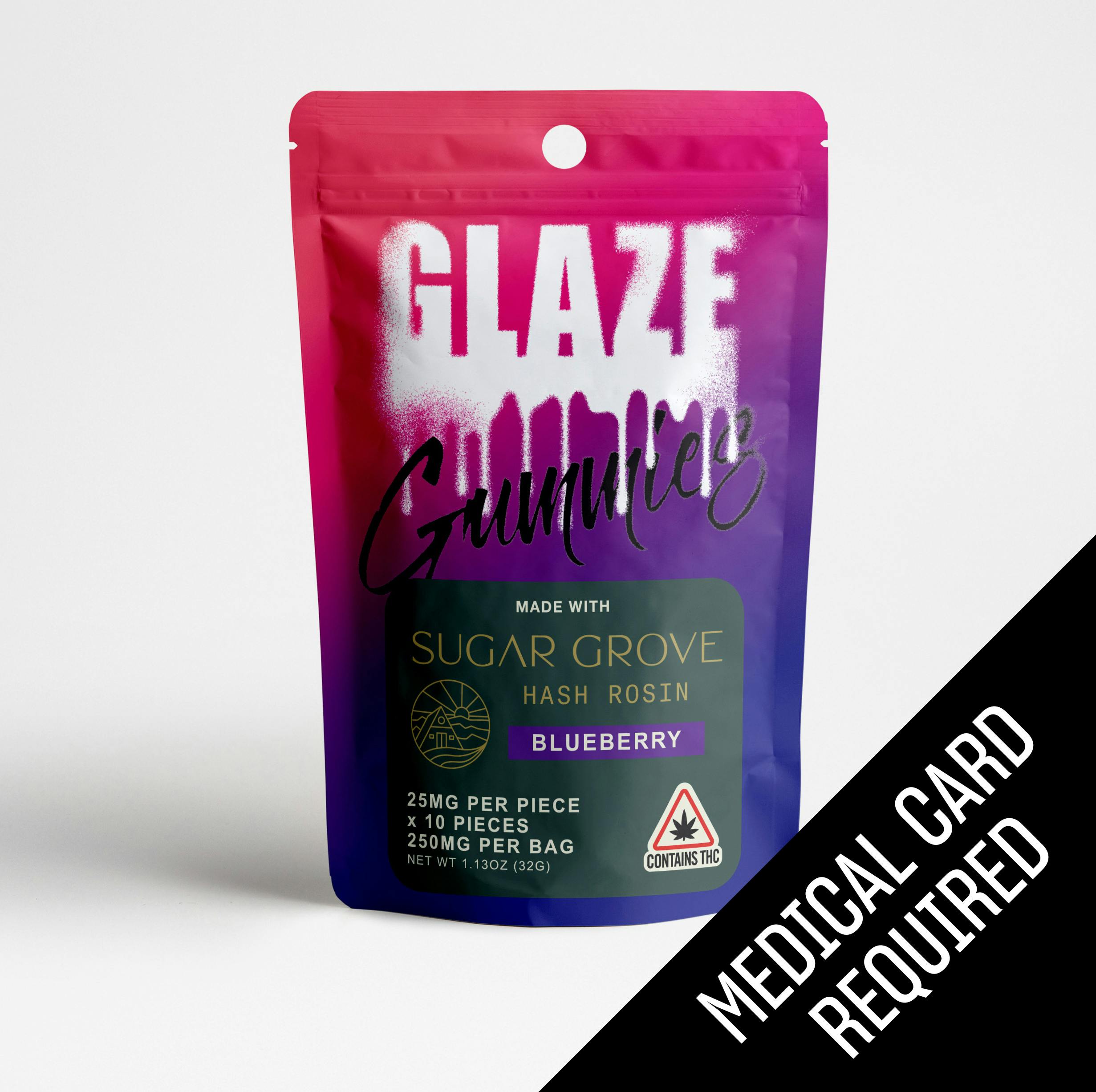Glaze | Sugar Grove Hash Rosin Blueberry Gummies | 250mg (MED) - Glaze
