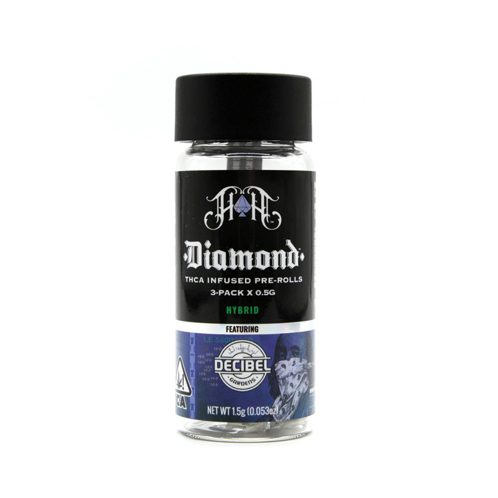3-Pack Diamond Infused Pre-Roll: Decibel Gardens: C-Note - Heavy Hitters