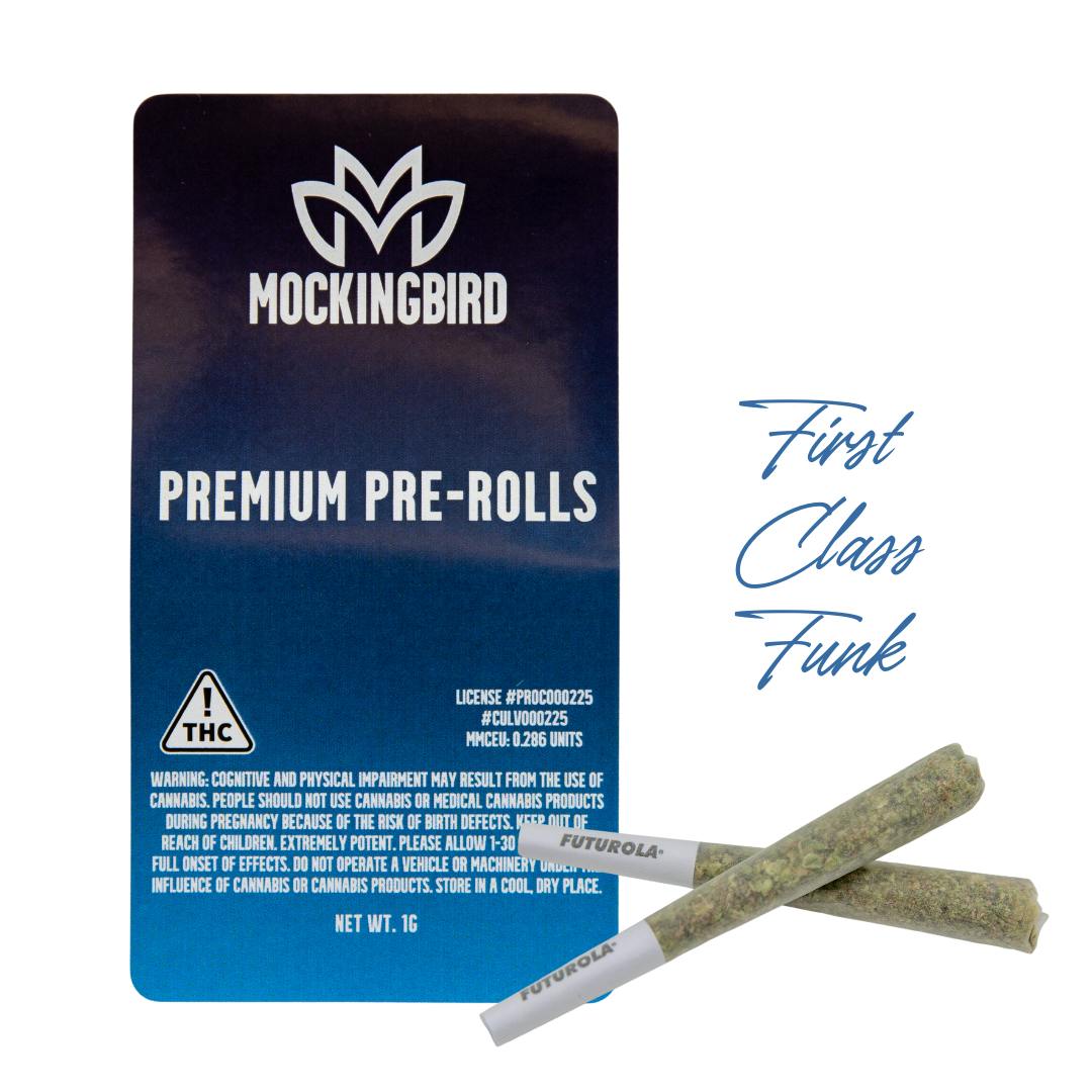 Mockingbird Mockingbird Pre-Rolls: First Class Funk 2-pack, .5g ea. | Weedmaps
