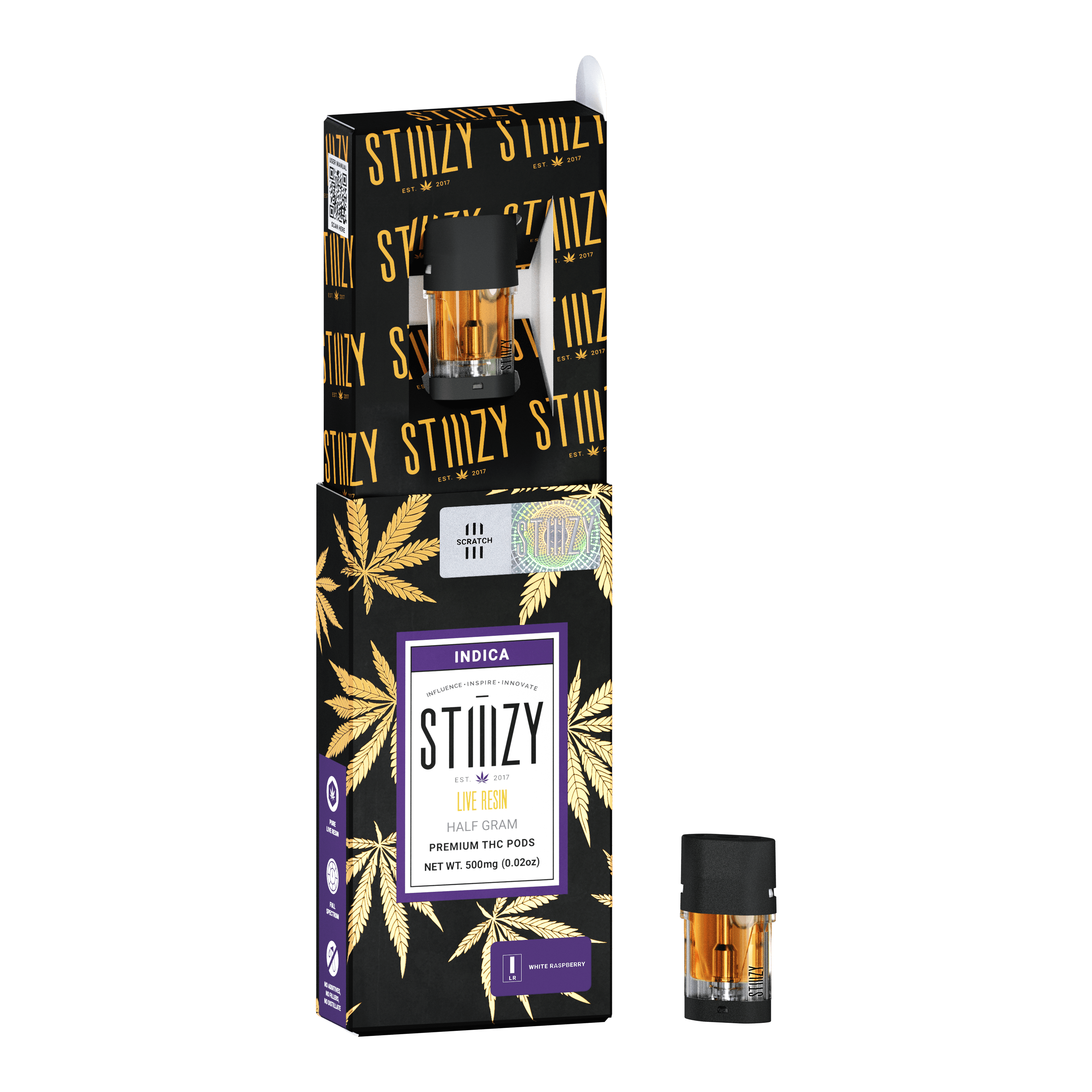 Vape Cartridge - WHITE RASPBERRY .5G Live Resin Pod - STIIIZY - STIIIZY