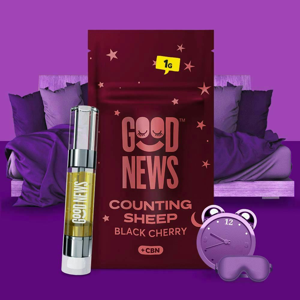 Good News | Counting Sheep Black Cherry | 1:4 CBN:THC | Cartridge | 1g ...