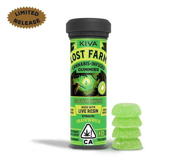 Lost Farm Sour Kiwi x 'Trainwreck' Gummies - Kiva Confections