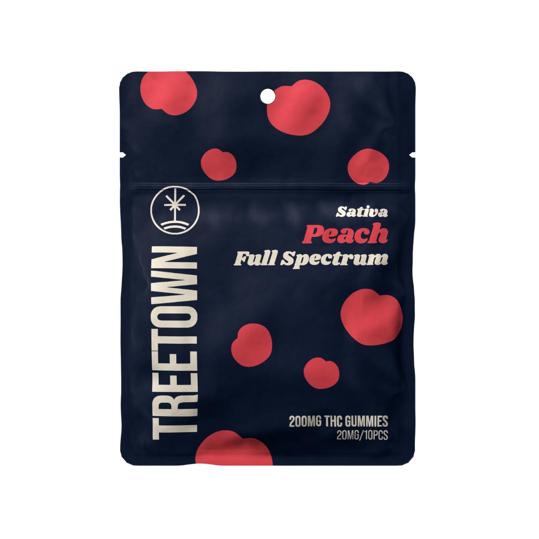 Peach Sativa - Full Spectrum Gummies - 10 units x 20mg THC (200mg ...