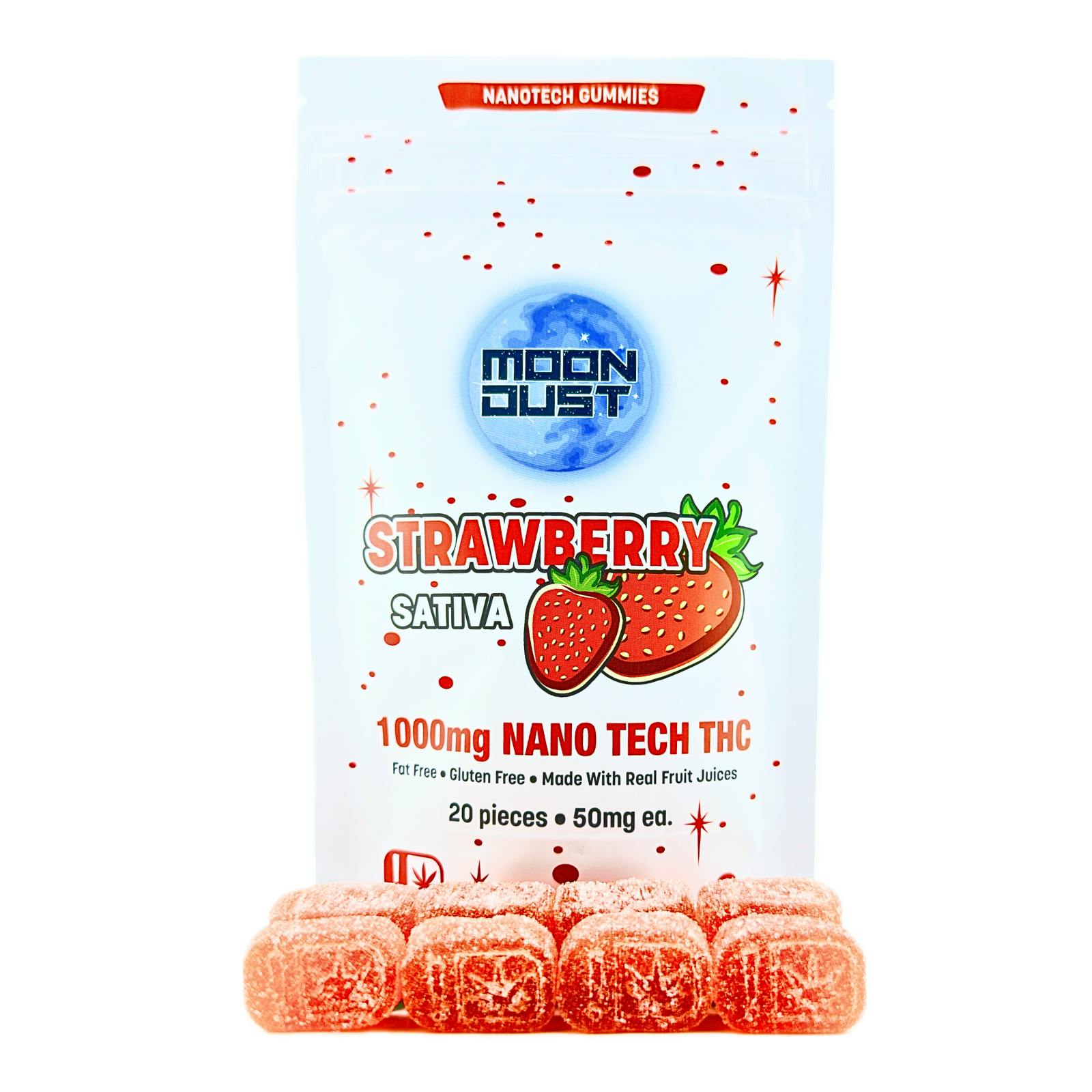 1000MG NANO THC GUMMIES - STRAWBERRY - SATIVA - MOON DUST