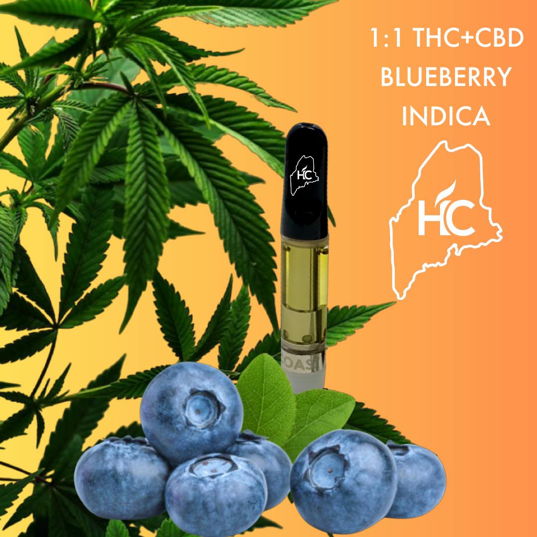 High Coast 1G 1:1 THC+CBD Cartridge - Blueberry (Indica) - High Coast