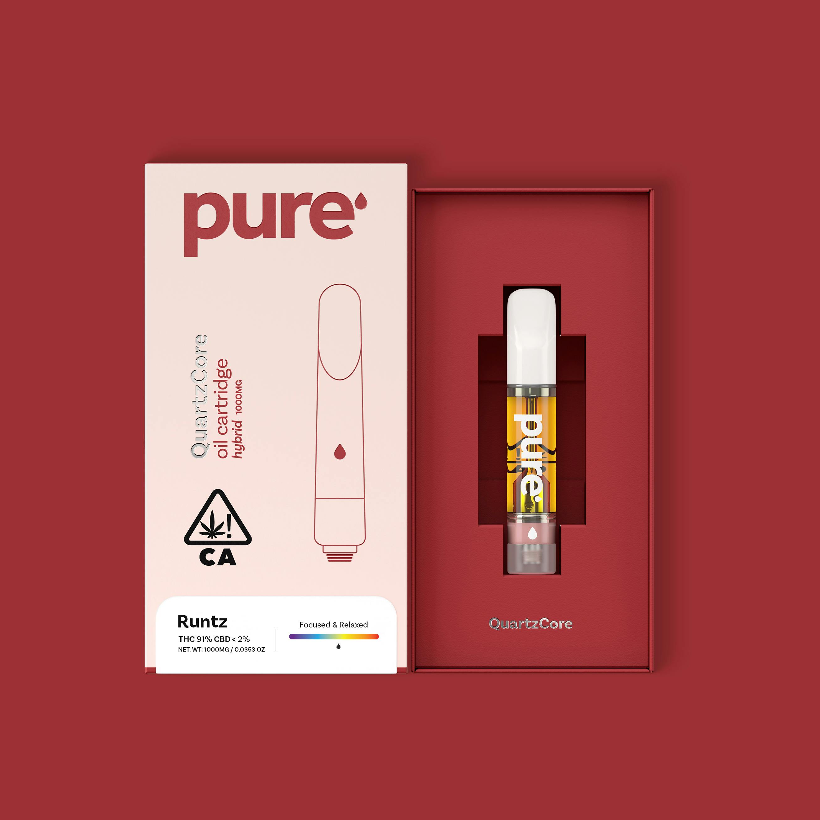Pure Cannabis Extract 1g Cartridge - Runtz - Hybrid - Pure Vape