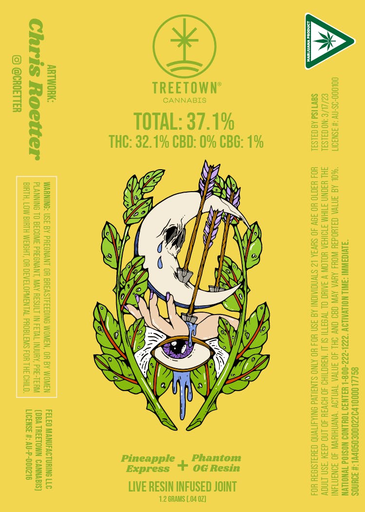 THC 37.1%* Pineapple Express X Phantom OG (Artist Series #1Light Yellow ...