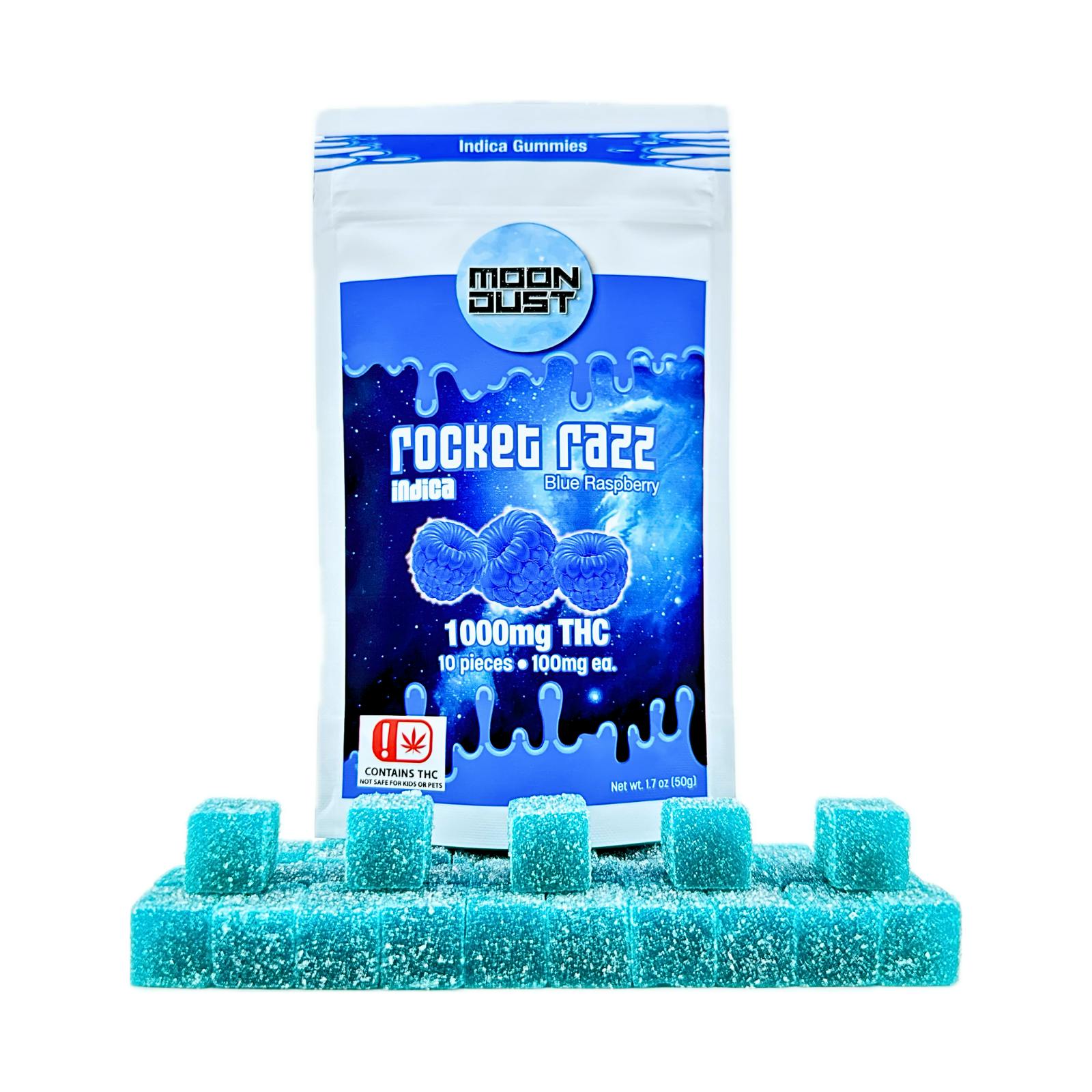 1000MG THC GUMMIES - ROCKET RAZZ - INDICA - MOON DUST