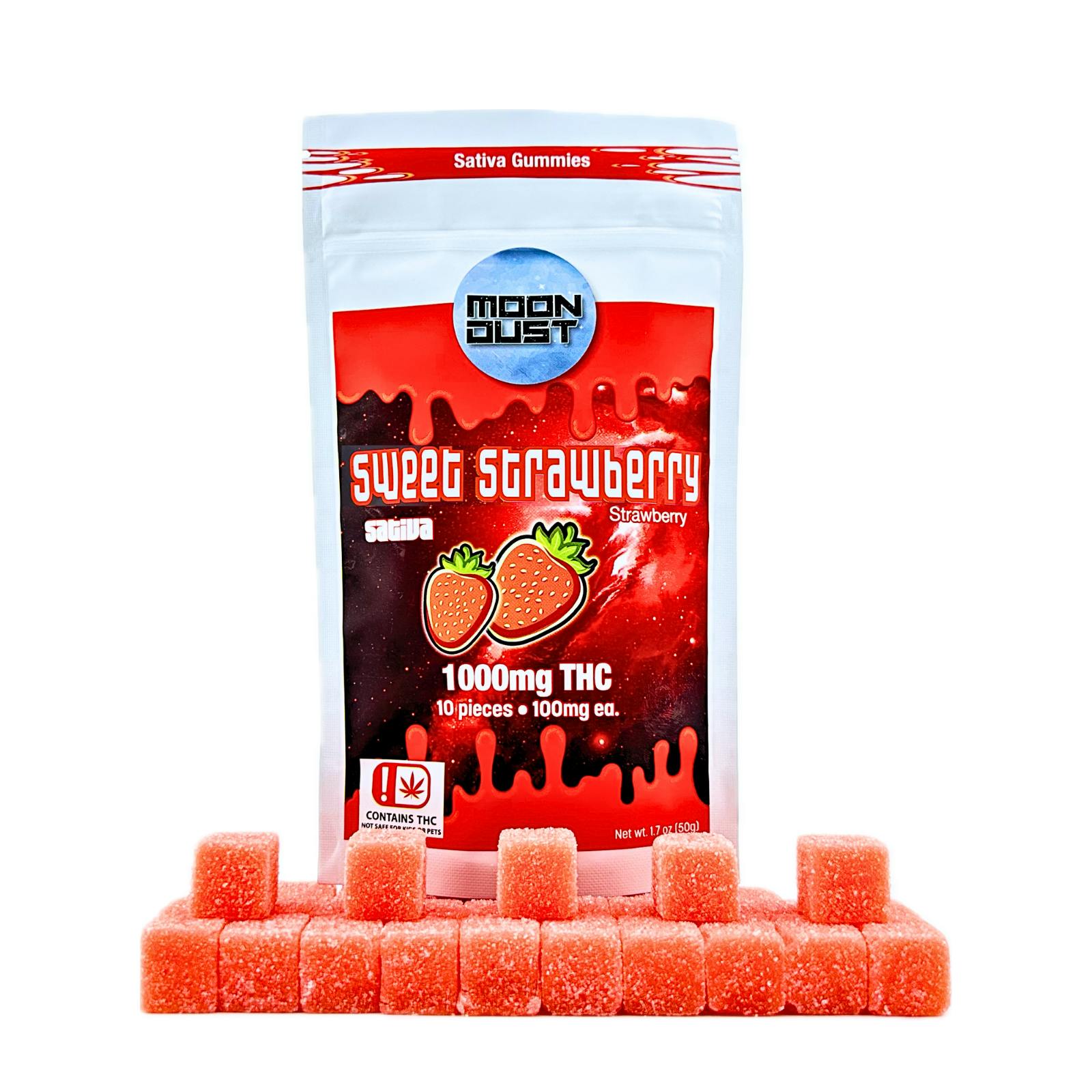 1000MG THC GUMMIES - SWEET STRAWBERRY - SATIVA - MOON DUST