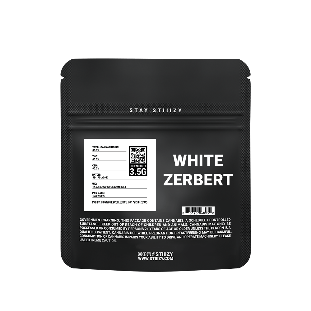 - WHITE ZERBERT - 3.5G Black Label Mylar - STIIIZY - WHITE ZERBERT - 3.5G Black Label Mylar - STIIIZY