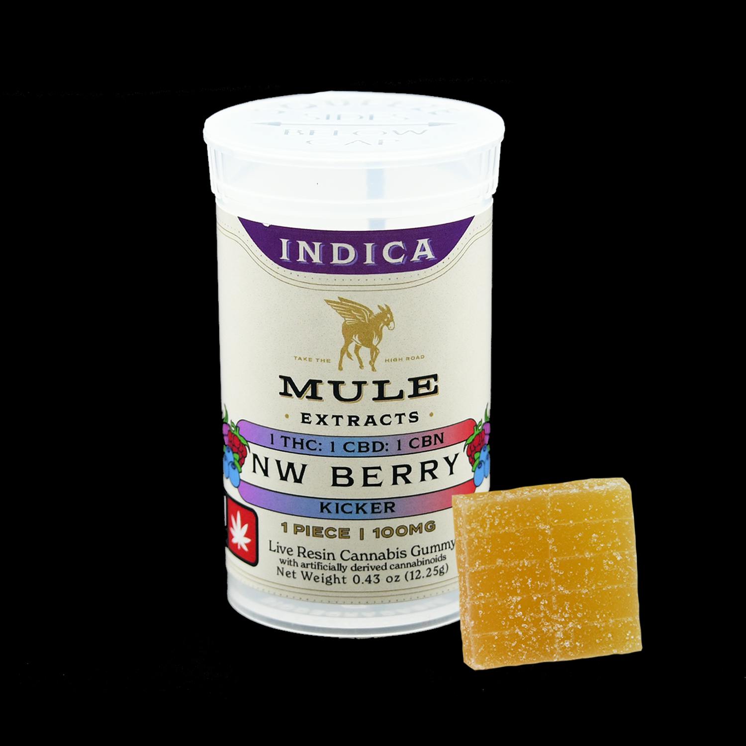 100mg NW Berry 1:1:1 THC CBD CBN Kicker (Indica) - Mule Extracts