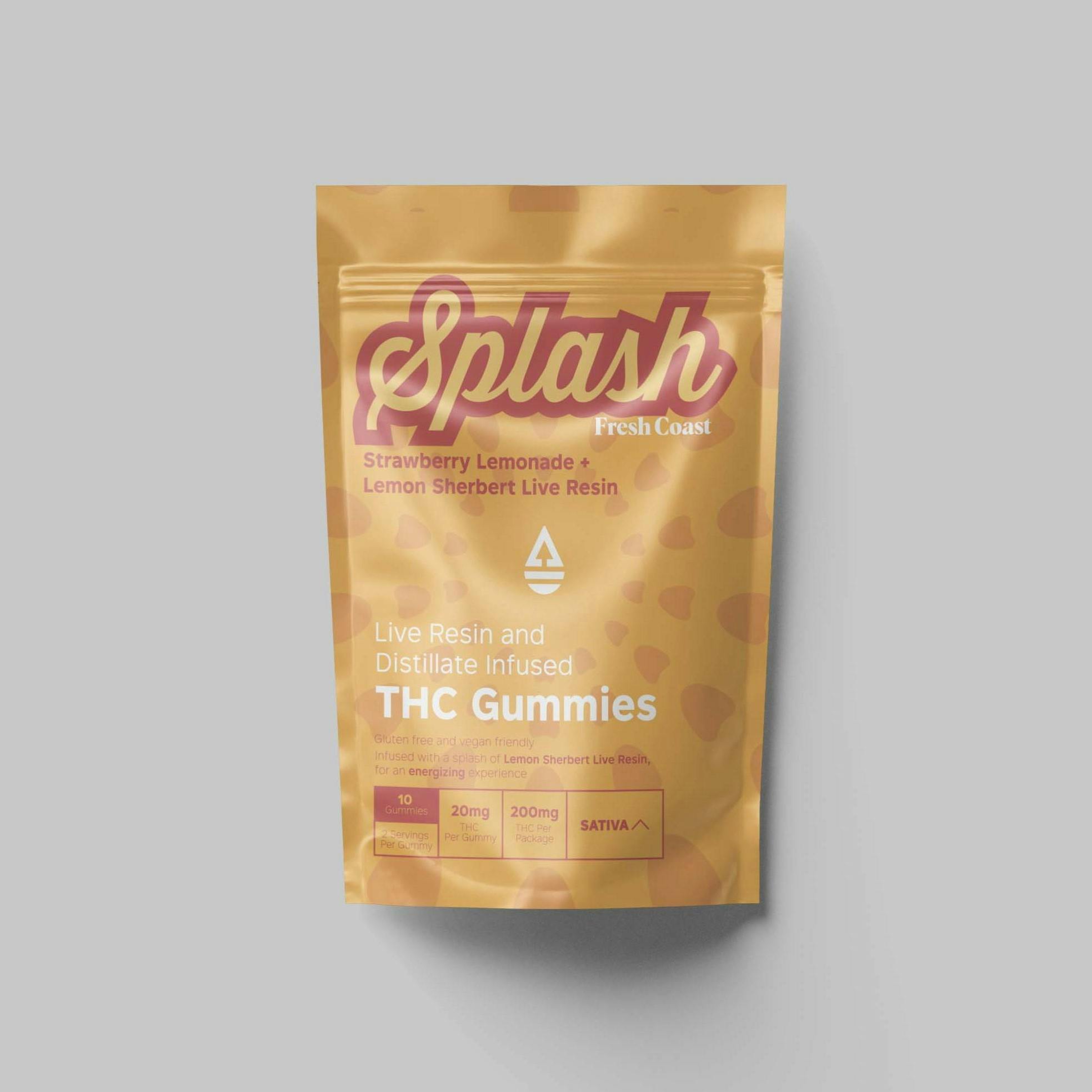 Strawberry Lemonade/Lemon Sherbert | Splash THC Gummies 200mg | Sativa ...