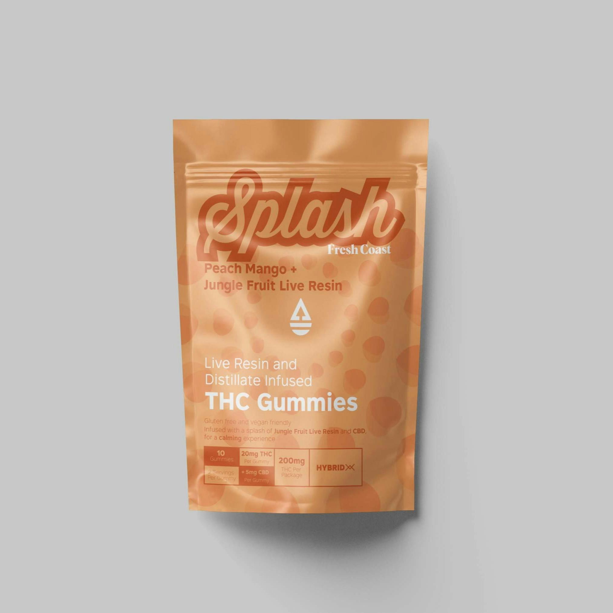 Peach Mango/Jungle Fruit | Splash THC Gummies 200mg | Hybrid - Fresh Coast
