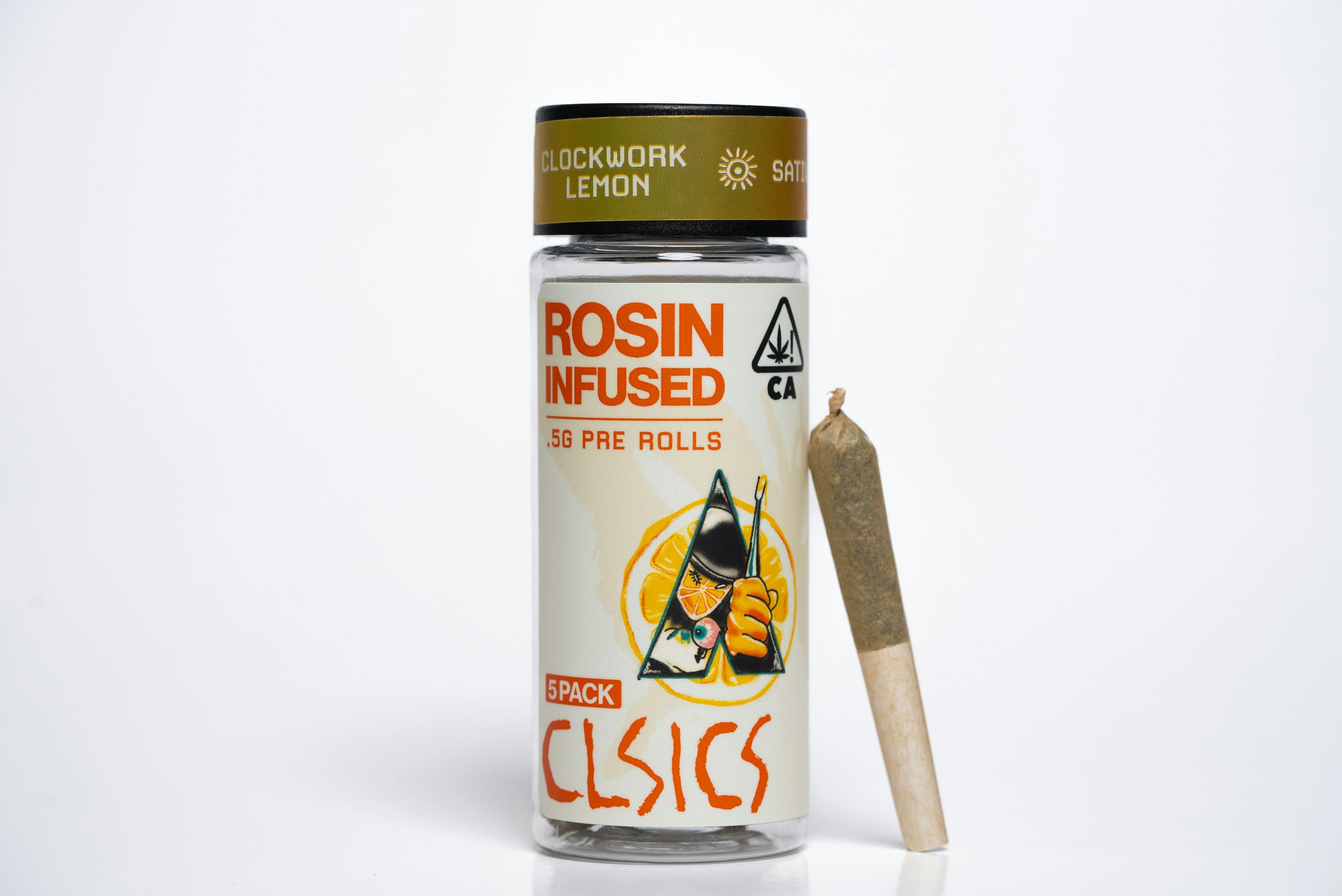 Clockwork Lemon - 5Pk .5g Rosin Infused Pre Rolls - CLSICS Rosin ...