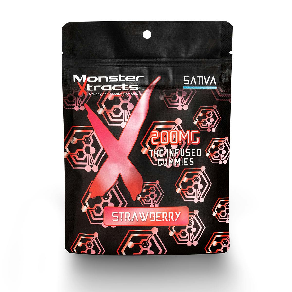 Strawberry 200mg THC Gummies - Monster Xtracts