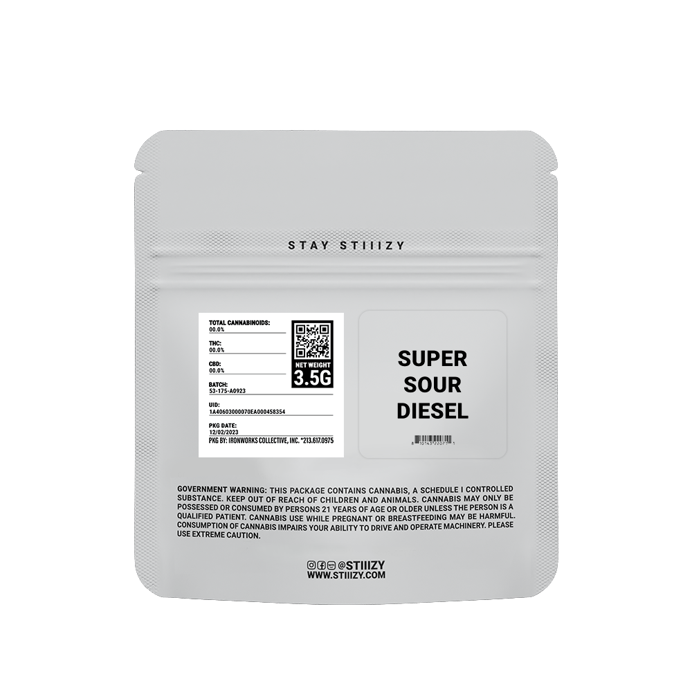 - SUPER SOUR DIESEL - 3.5G White Label Mylar - STIIIZY - SUPER SOUR DIESEL - 3.5G White Label Mylar - STIIIZY