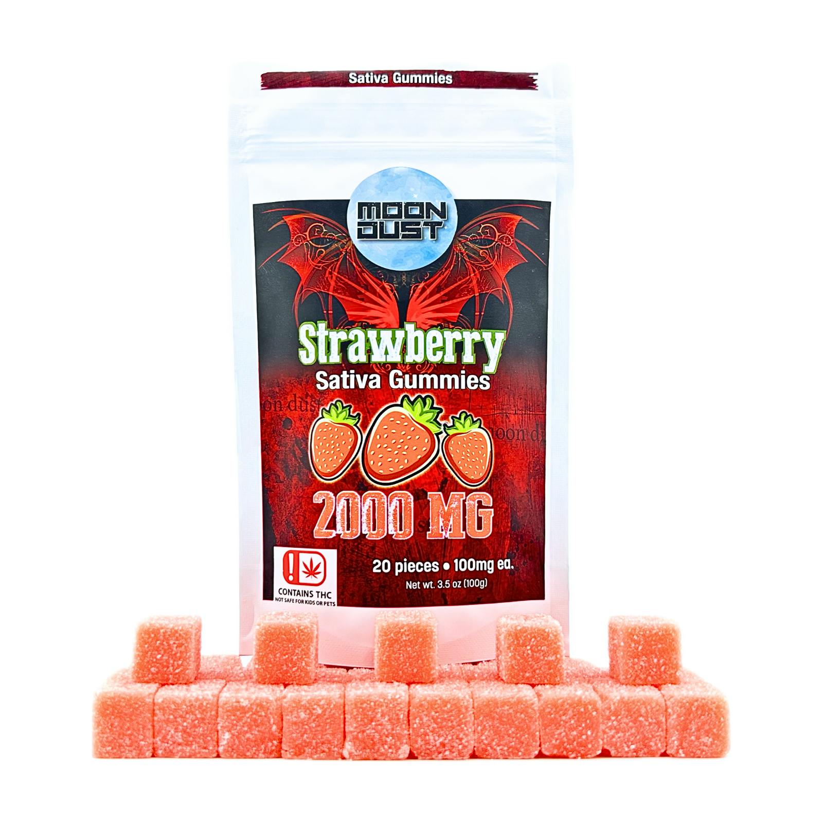 2000MG THC GUMMIES - STRAWBERRY - SATIVA - MOON DUST
