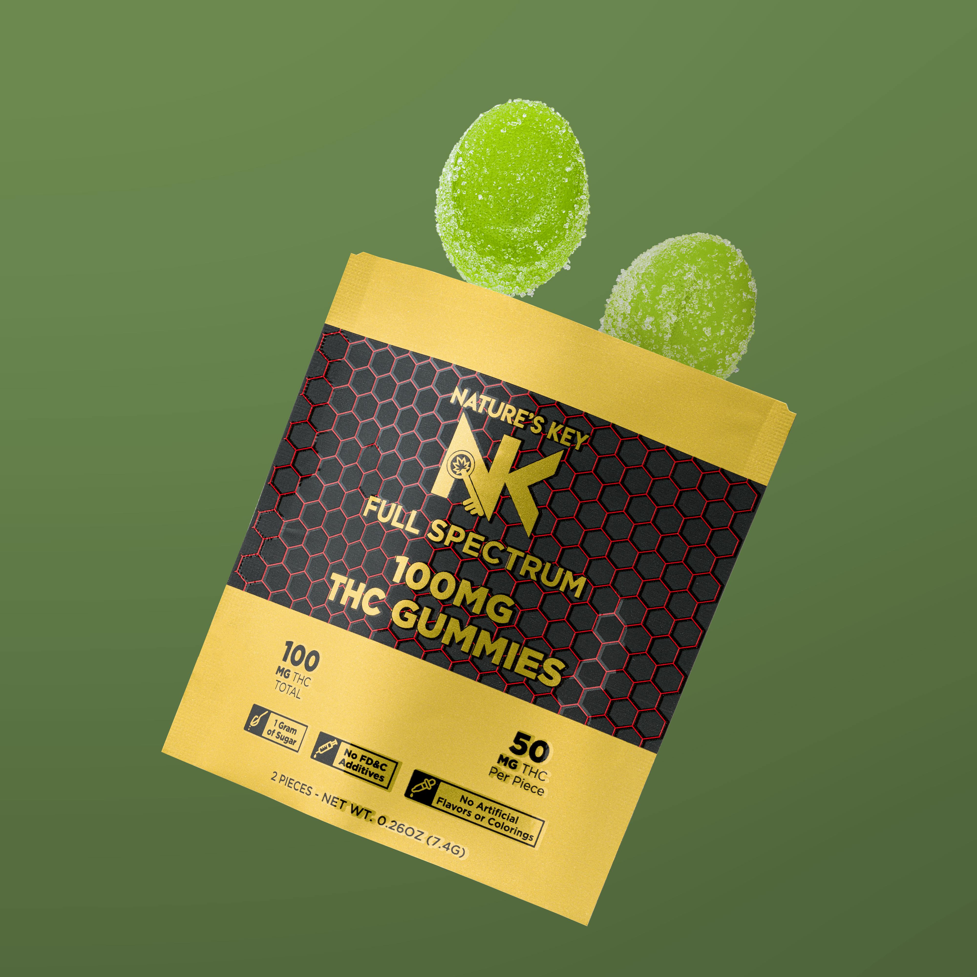 Sour Green Apple Single Serve 100mg Gummies - Natures Key